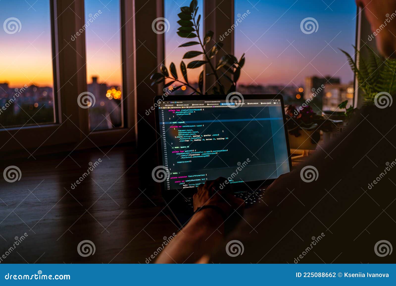 The Code on the Laptop Screen at Night. Software Development Stock Photo - Image of datum ...