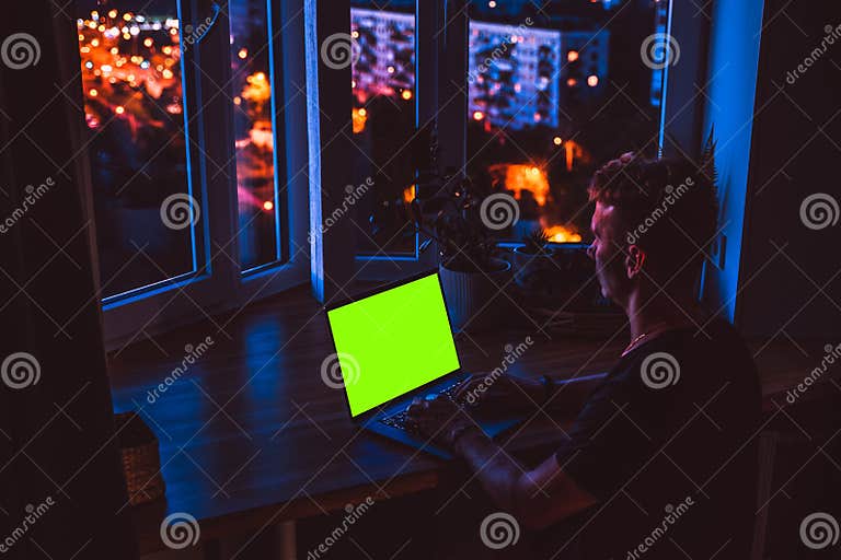 The Code on the Laptop Screen at Night. Software Development Stock Photo - Image of city, laptop ...