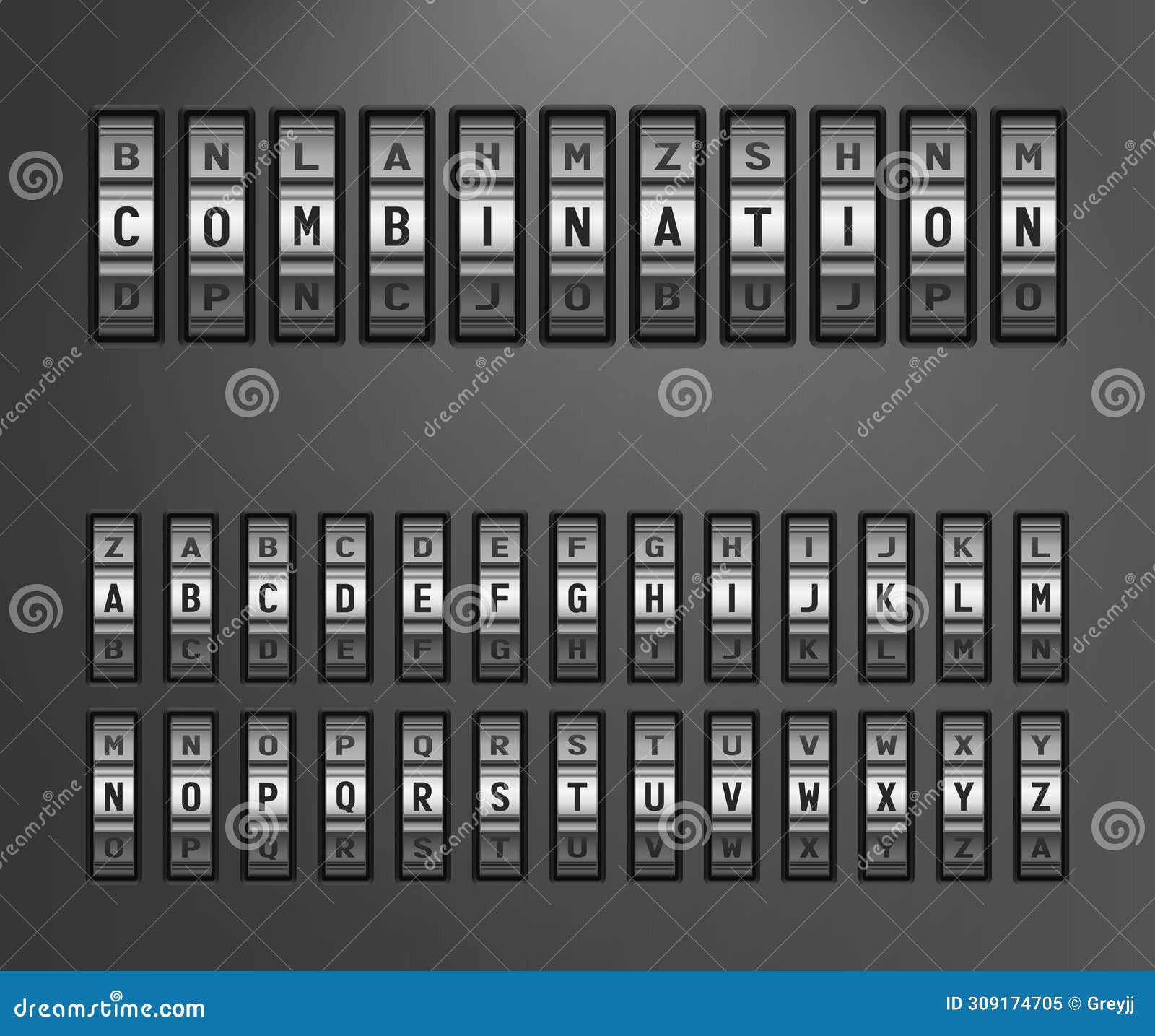 Code Lock Alphabet. Vertical Rotating Discs for Combination Lock with ...