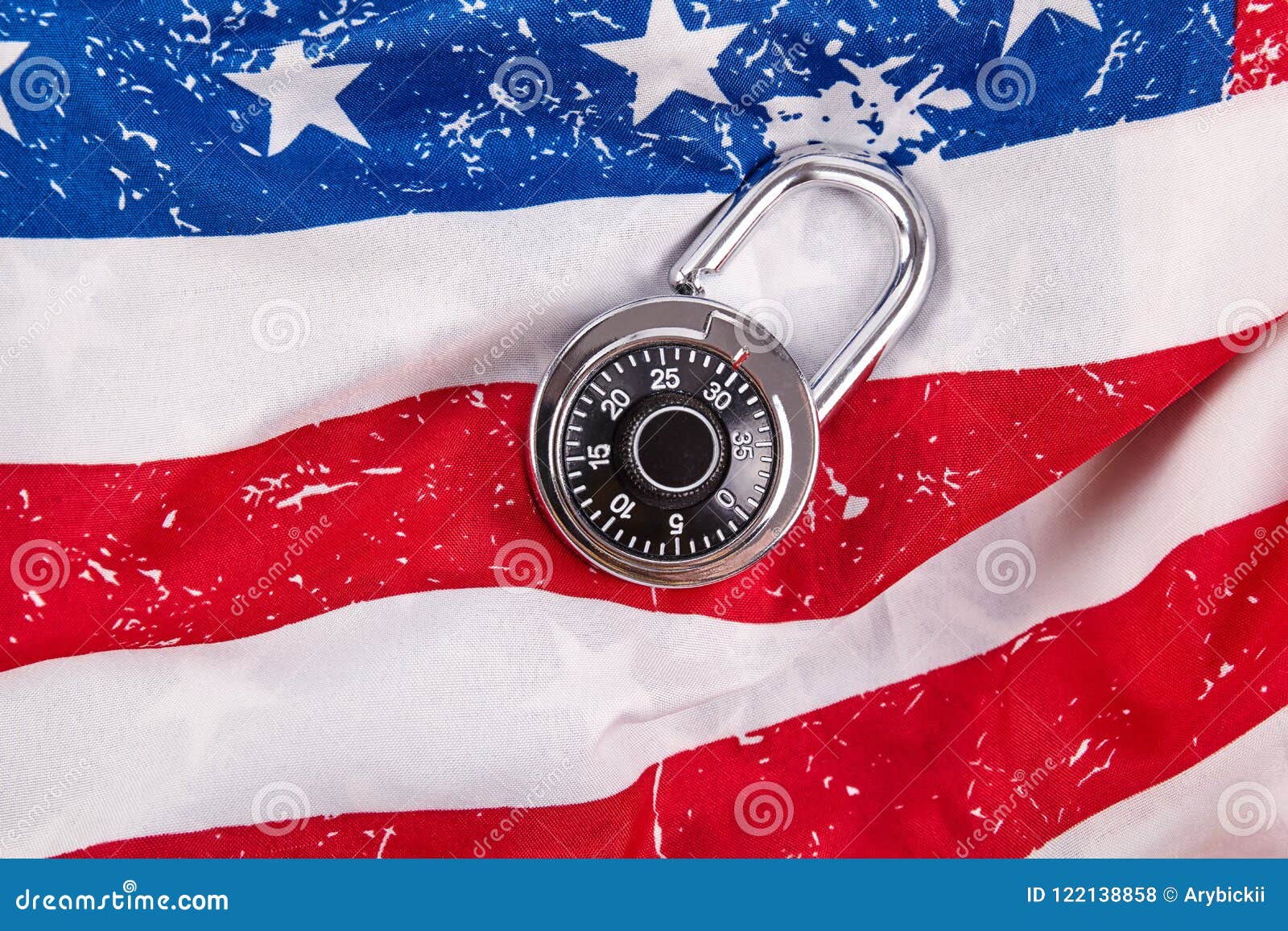 Code Lock and American Flag Stock Photo - Image of lock, open: 122138858