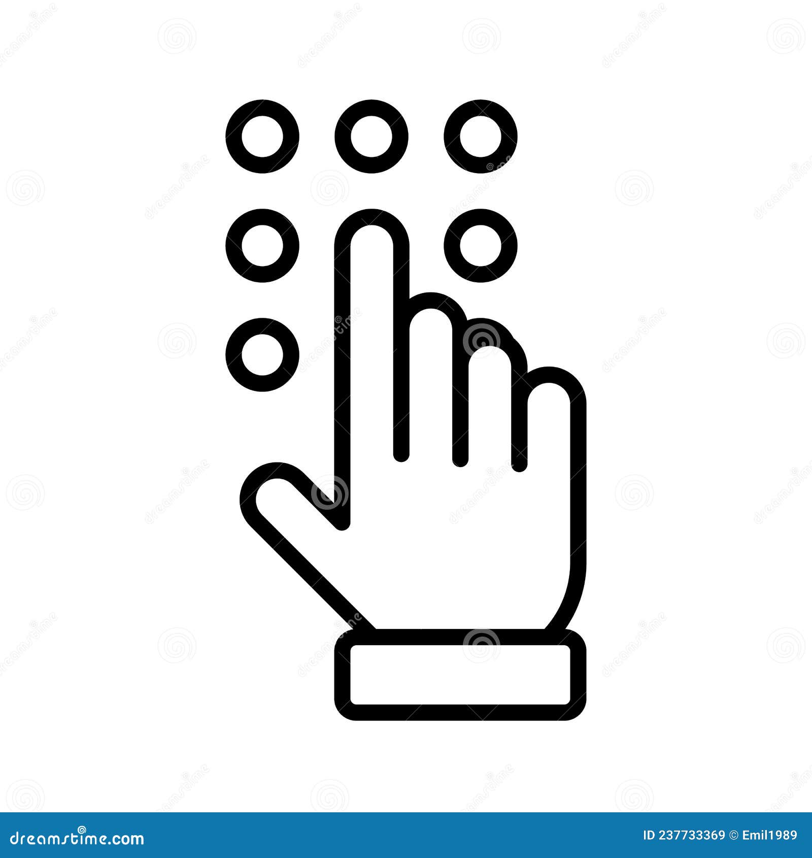 Code lock with hand icon stock vector. Illustration of phone - 237733369