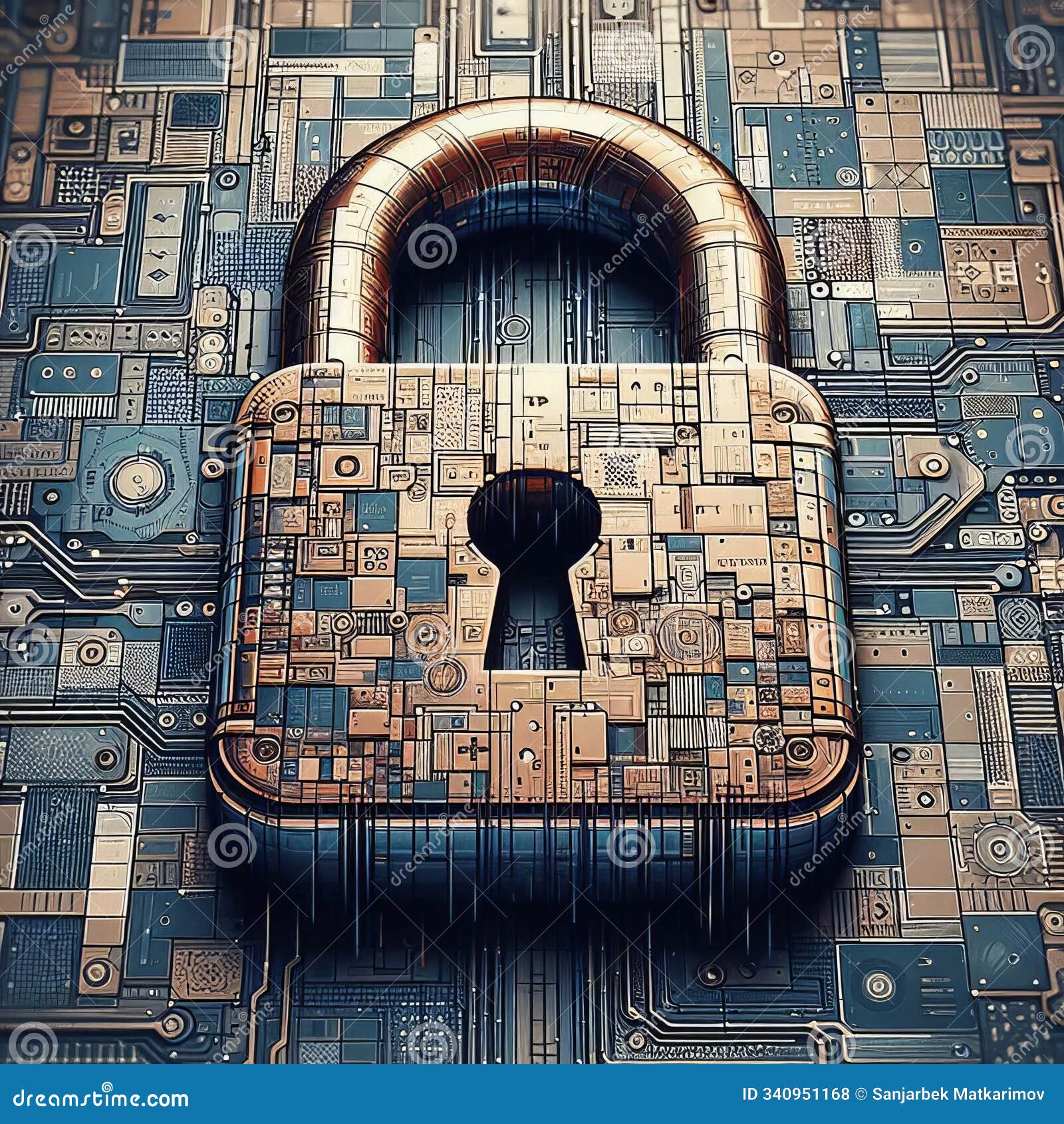 Code Lock a Locked Digital Collage with Pixelated Code Patterns Stock ...