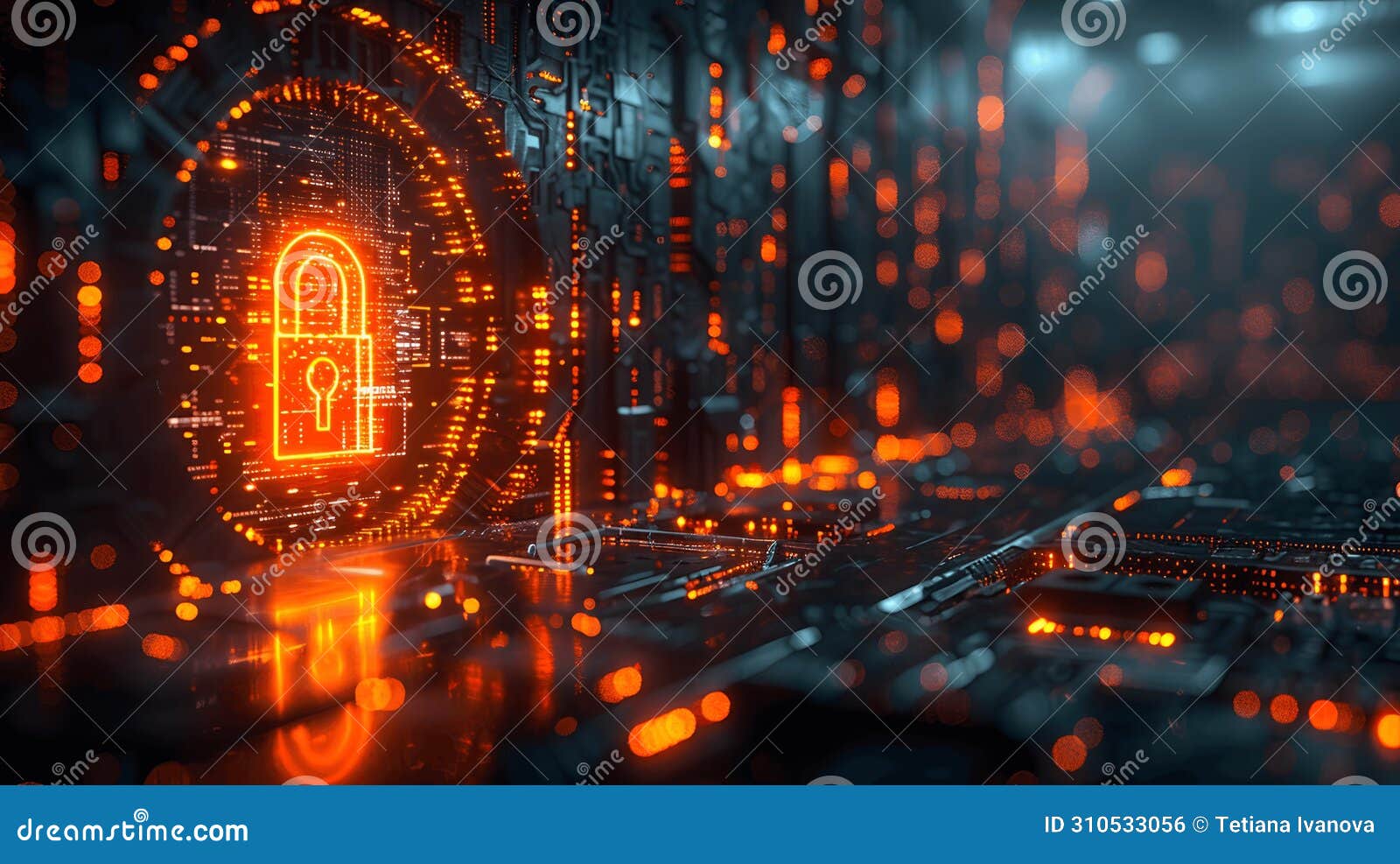 Code Matrix Secured by Encryption’s Lock. Stock Illustration ...