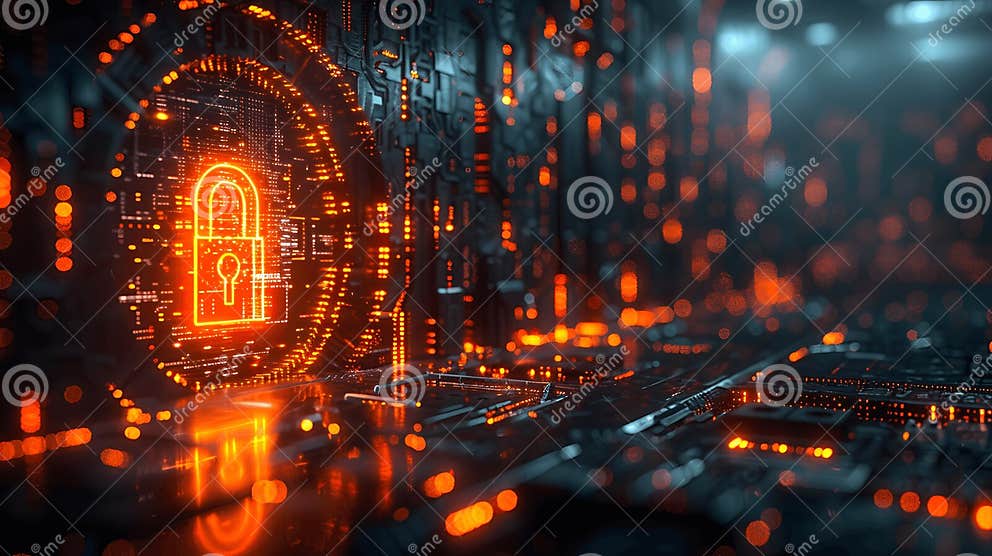 Code Matrix Secured by Encryption’s Lock. Stock Illustration ...