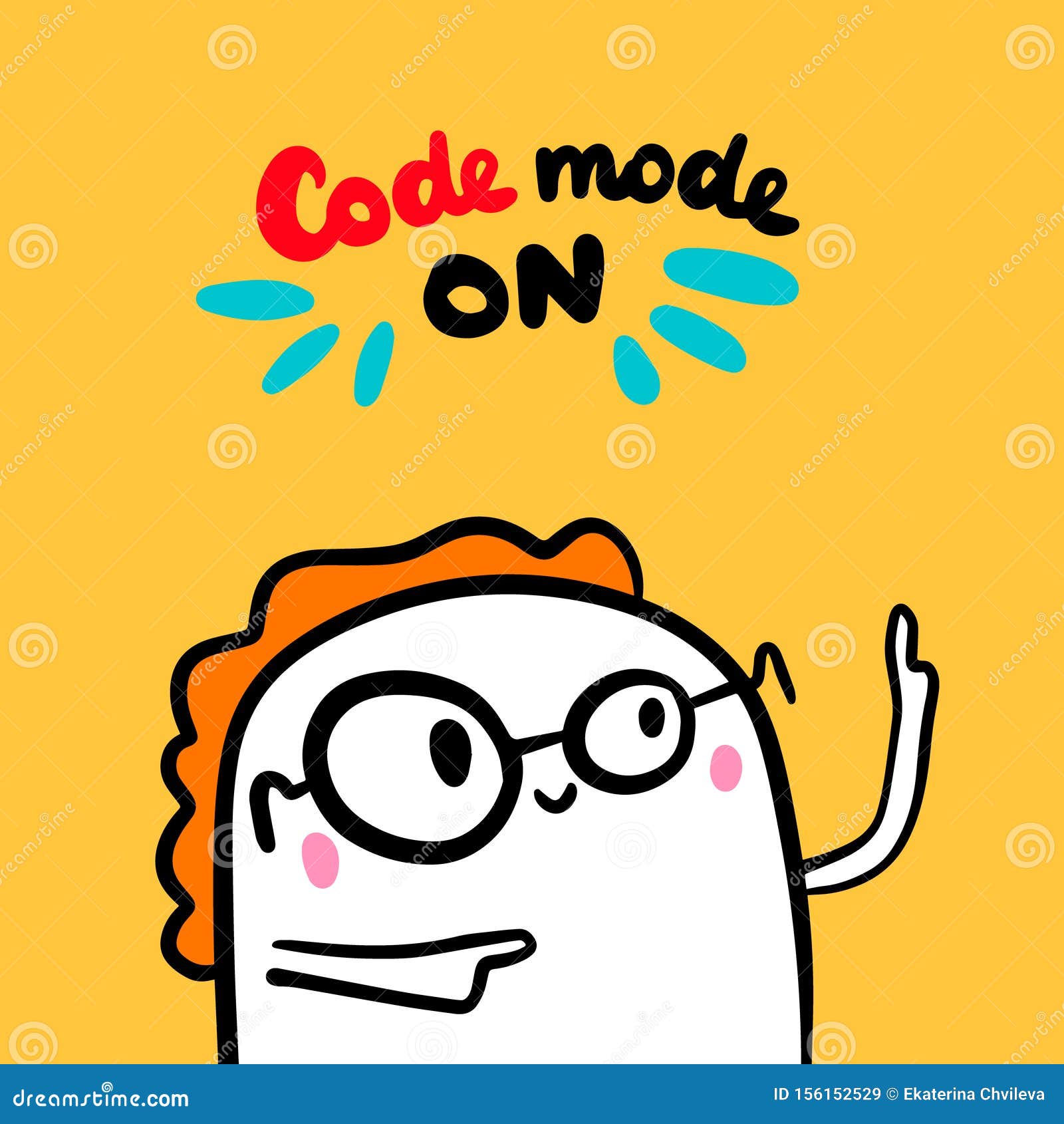 Code Mode on Hand Drawn Illustration in Cartoon Style Stock ...
