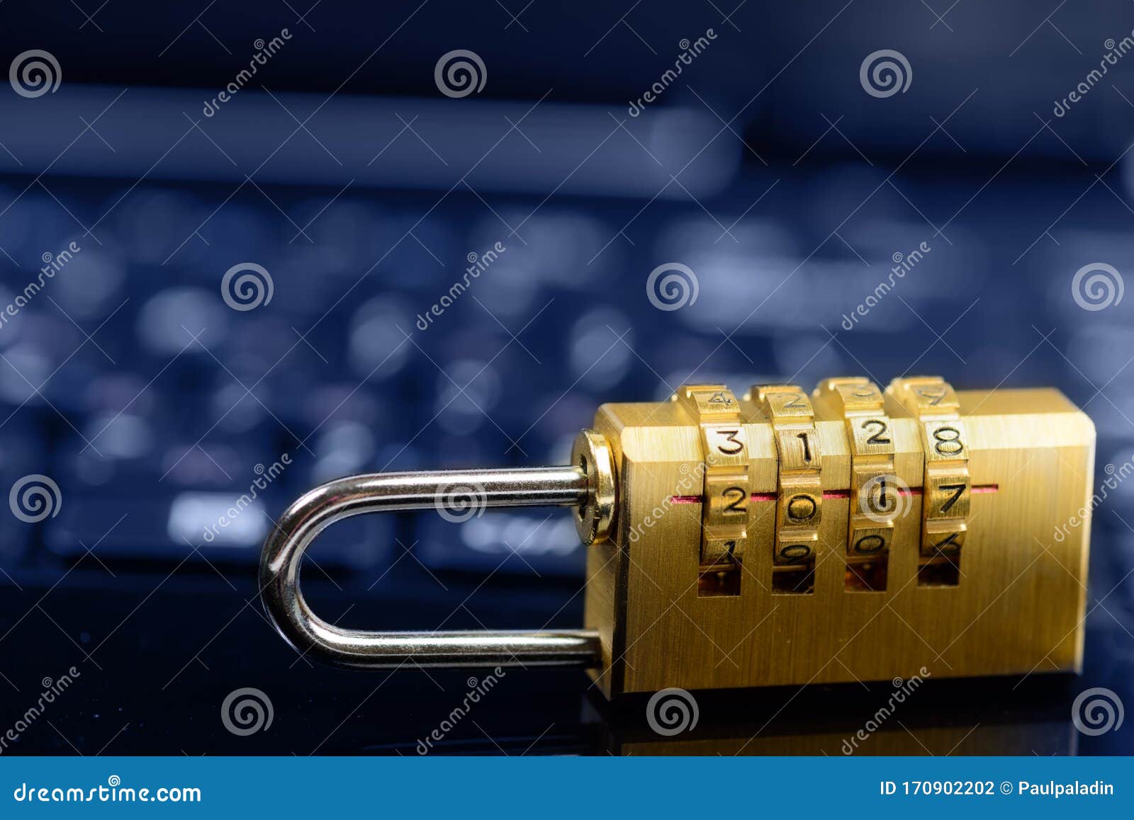 Code Numbers Pad Lock on Laptop Computer Stock Photo - Image of circuit ...