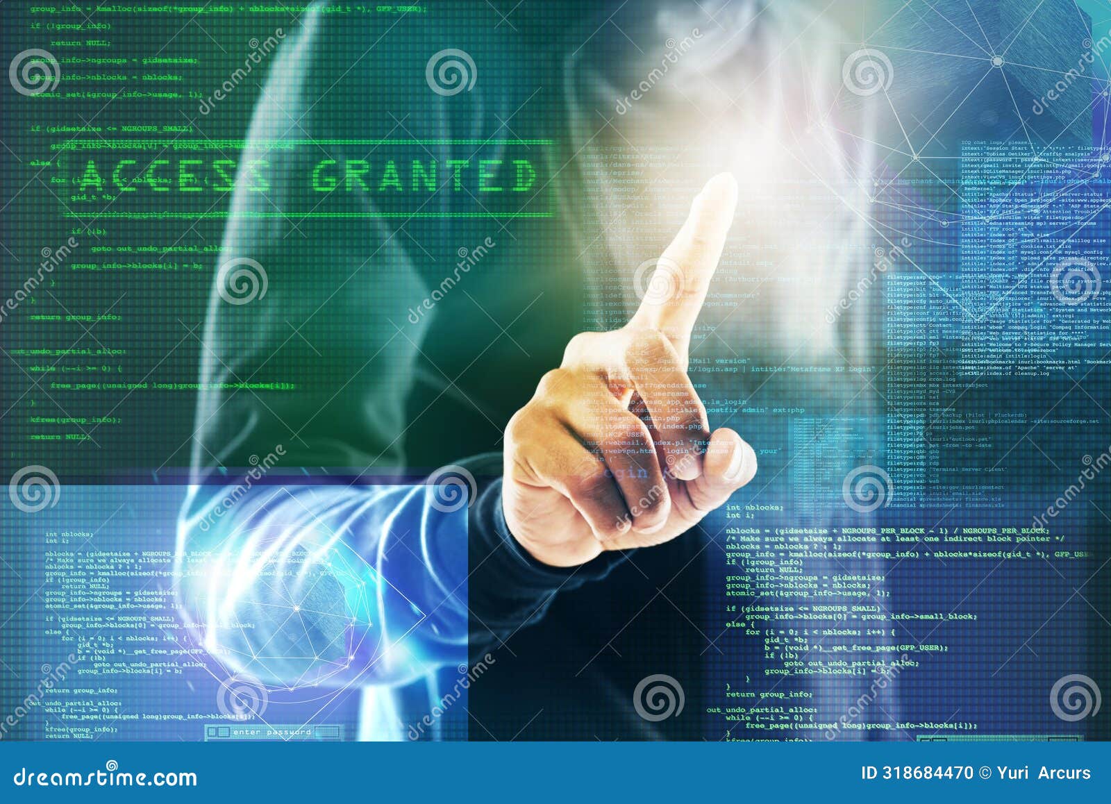 Code Overlay, Hacker and Fingerprint of Person for Programming, Coding and Information ...