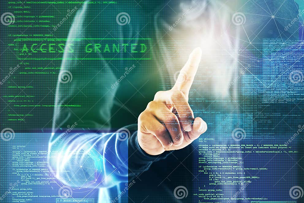 Code Overlay, Hacker and Fingerprint of Person for Programming, Coding and Information ...