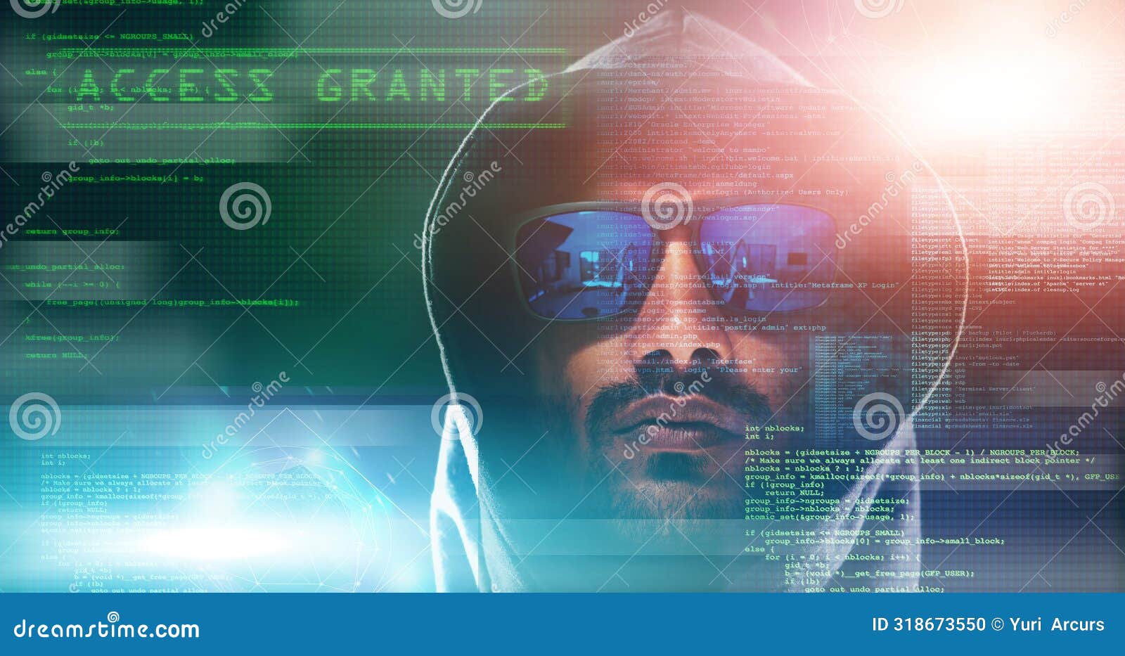Code Overlay Hacker And Portrait Of Man For Programming Coding And Information Technology In