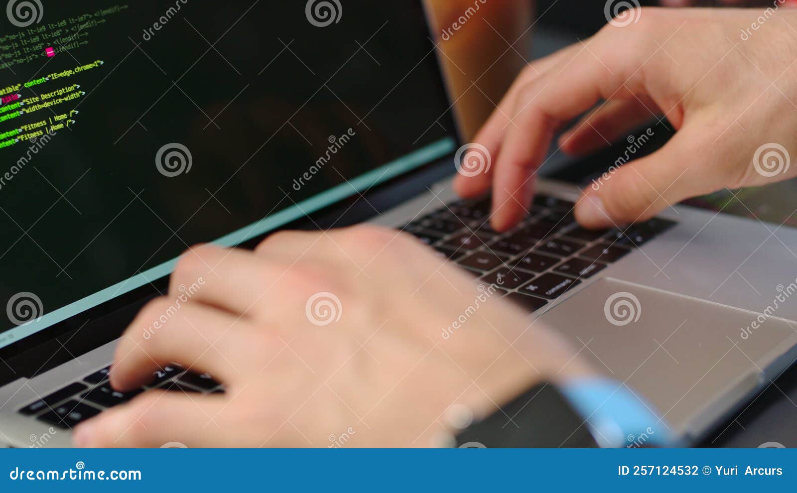 Code Programming And Computer Language With The Hands Of A Coder Or Programmer Typing On A