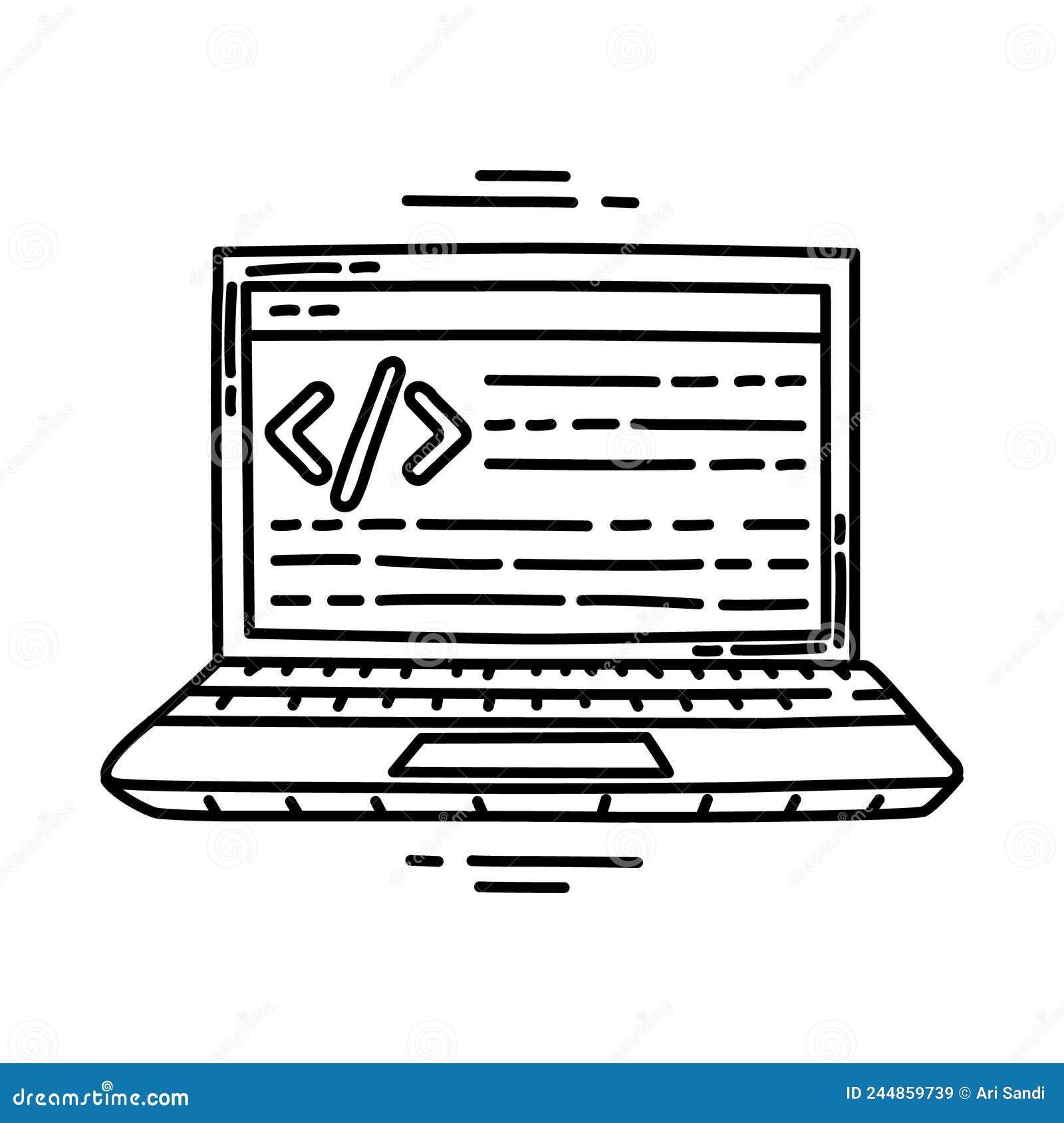 Code Programming Icon. Doodle Hand Drawn or Outline Icon Style Stock ...