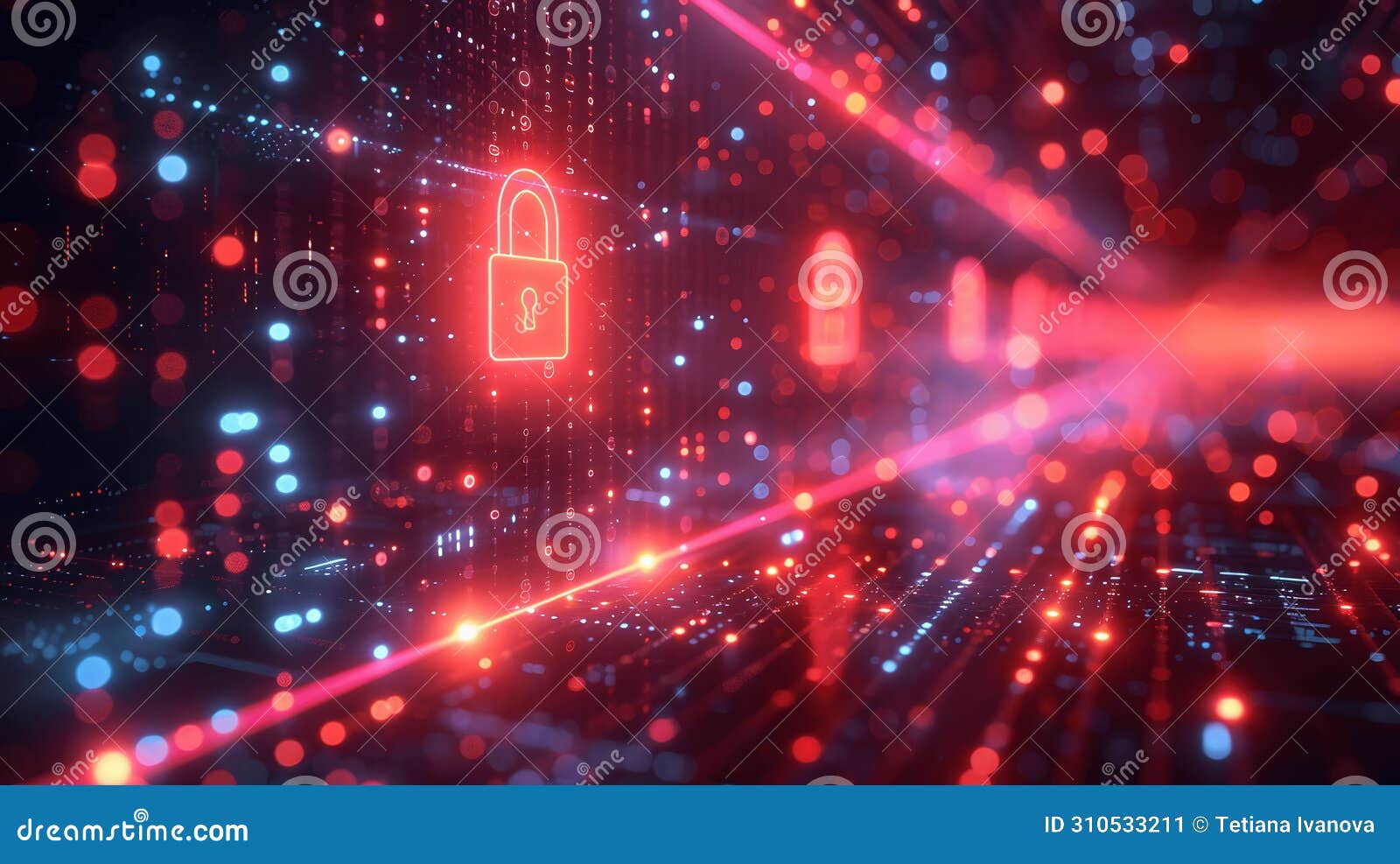 Code Realms Under Lock and Cybersecurity. Stock Illustration ...