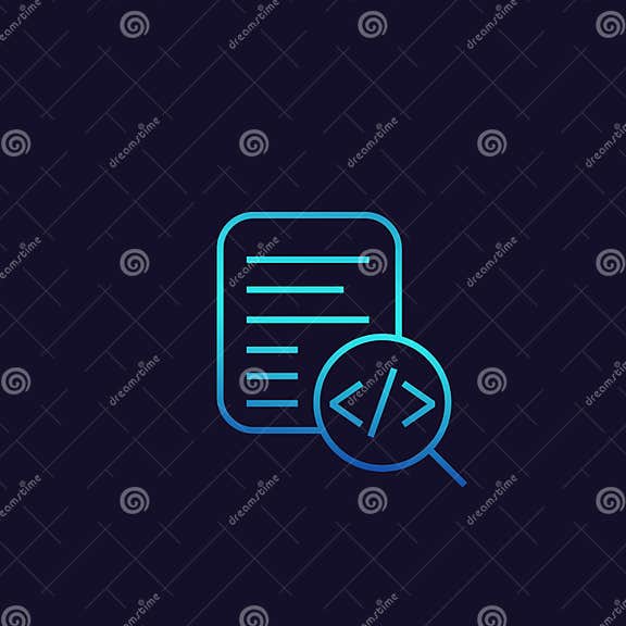 Code review icon, linear stock vector. Illustration of interface ...