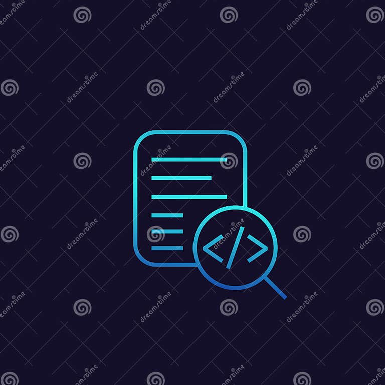 Code review icon, linear stock vector. Illustration of interface ...