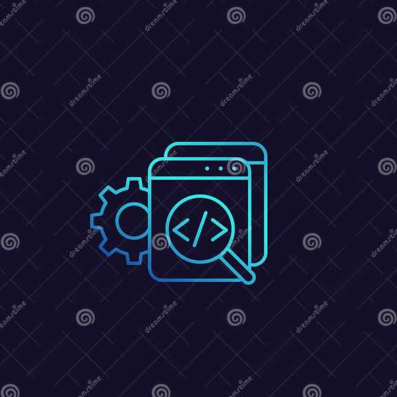 Code Review, Software, App Development Vector Icon Stock Vector - Illustration of code, search ...