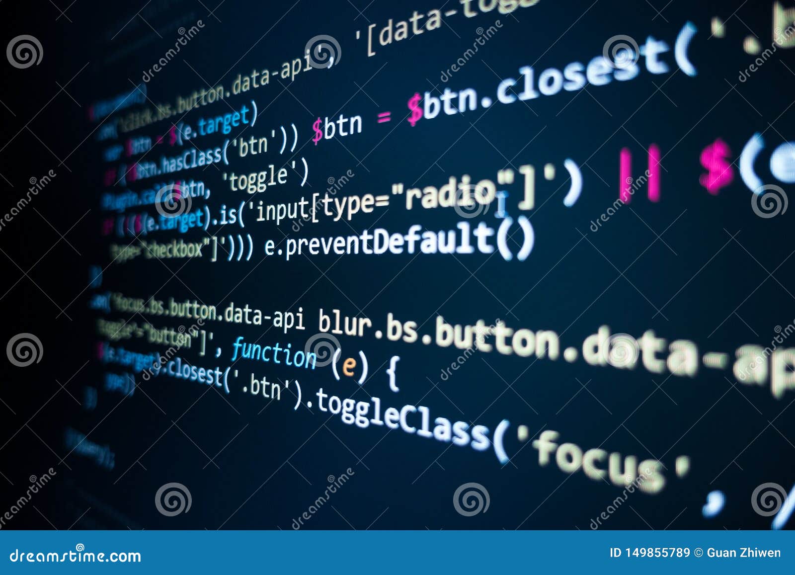 Code on screen stock image. Image of development, screen - 149855789