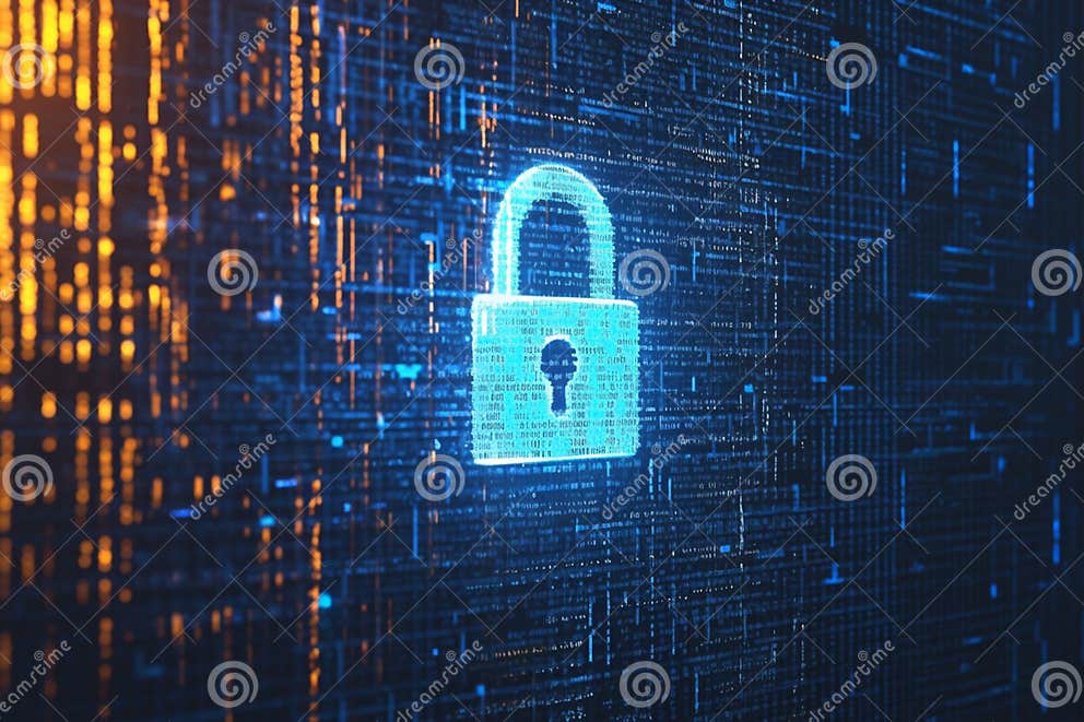 Code Security Padlock Symbol Accompanies Software Development Code on ...