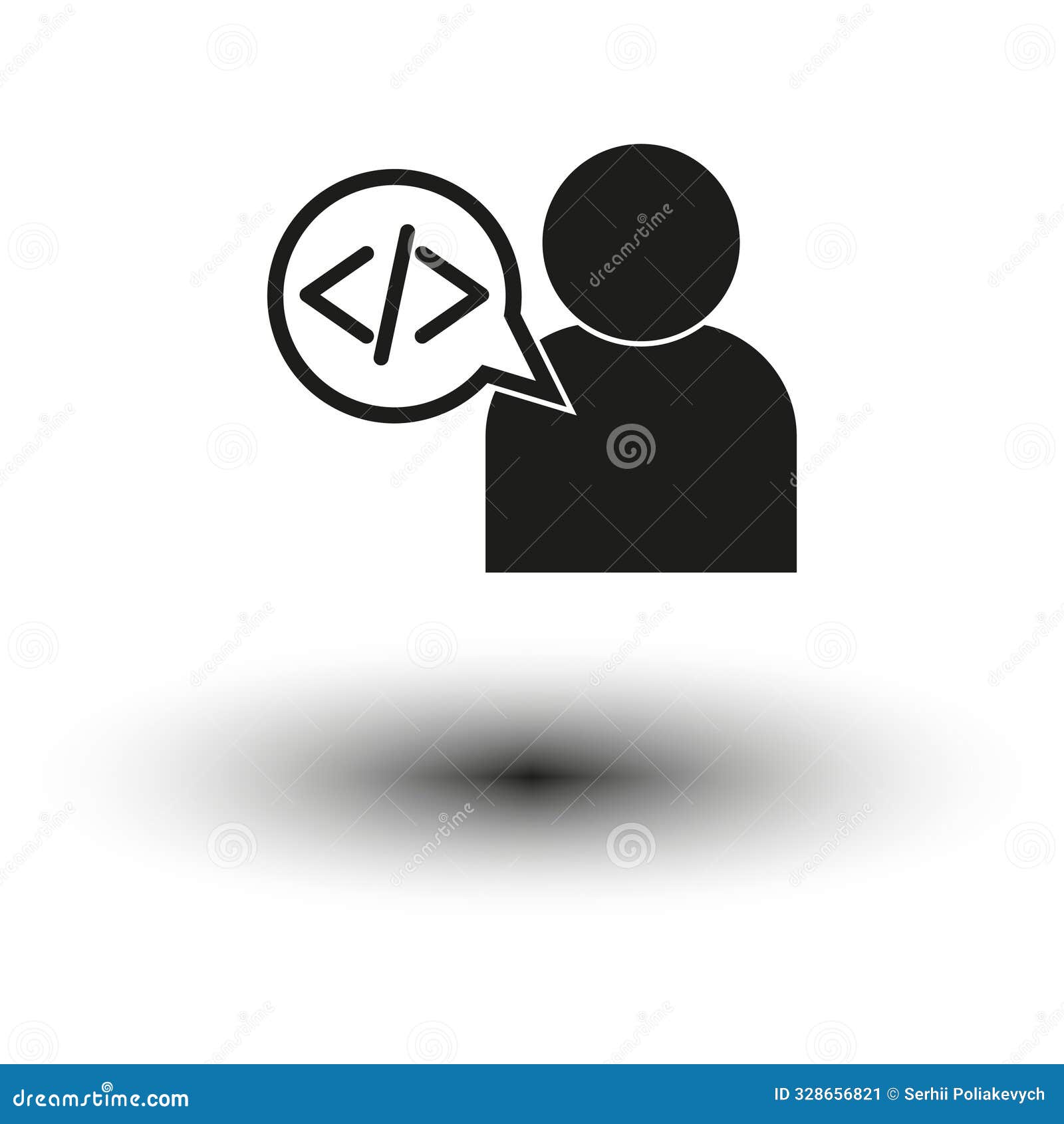 Code Talk Icon. Developer Speech Bubble. Vector Person Symbol. Black ...