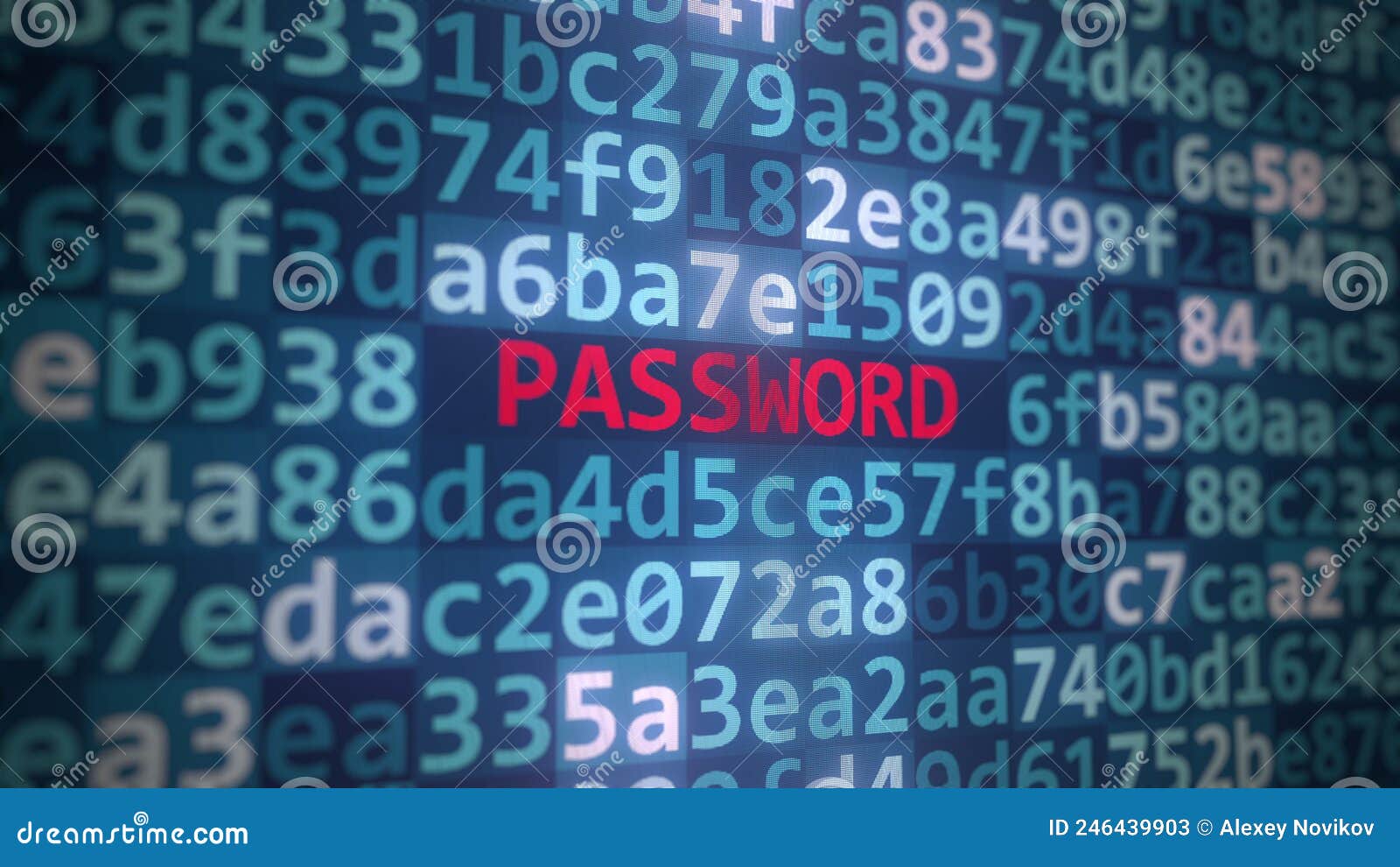 Code and PASSWORD Text on the Computer Display. 3D Rendering Stock ...