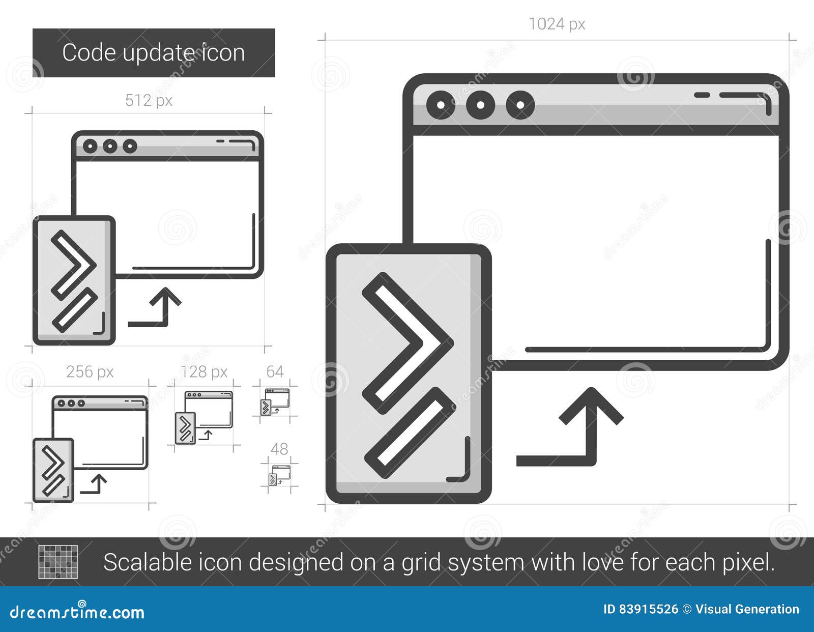 Code update line icon. stock vector. Illustration of dash - 83915526