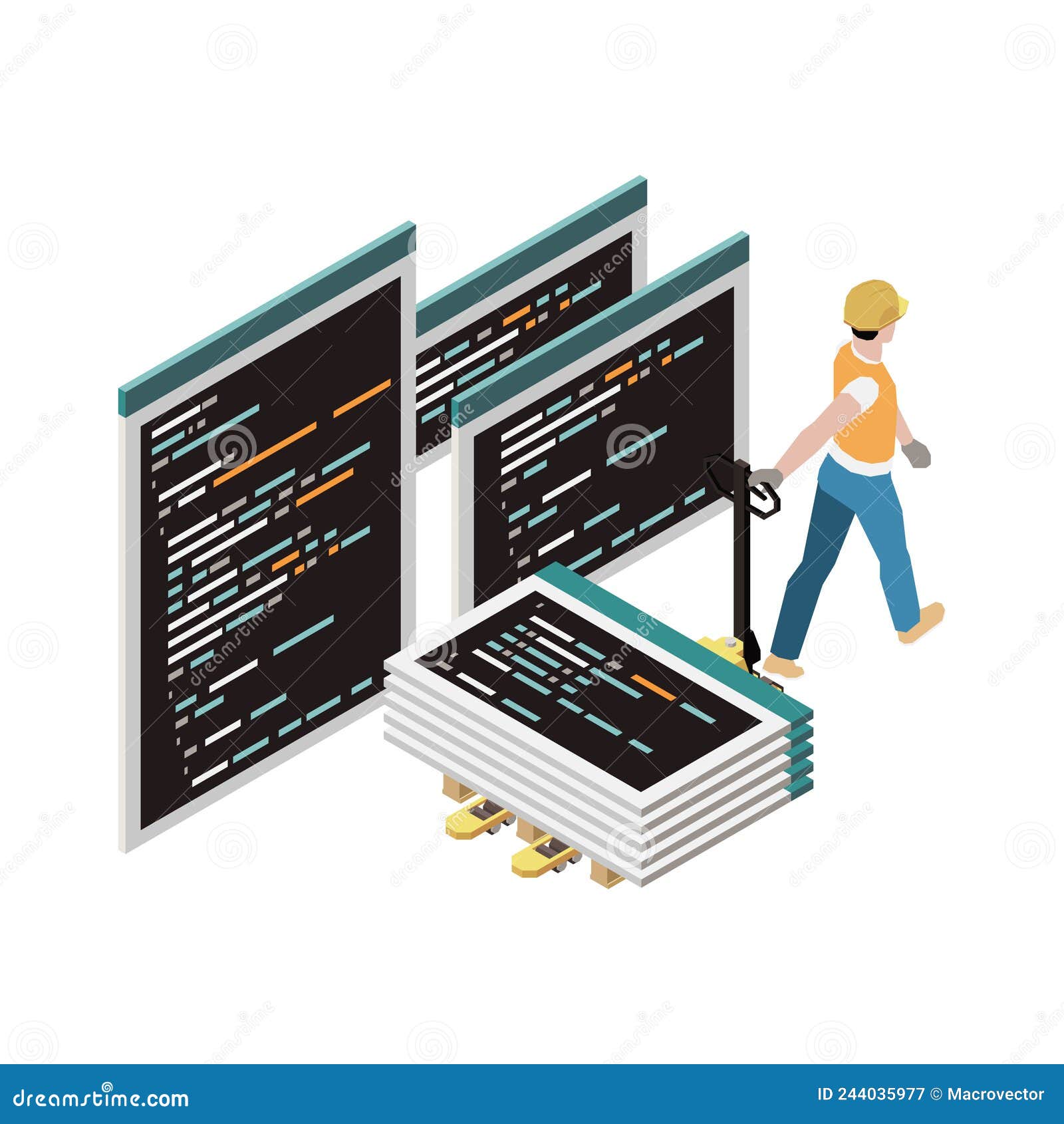 Code Warehouse Stacks Composition Stock Vector - Illustration of social ...