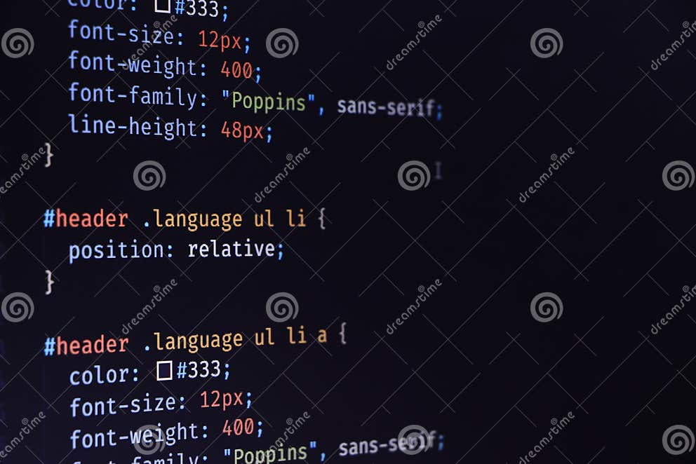 Code of Web Page Displayed on a Computer Monitor Stock Image - Image of ...