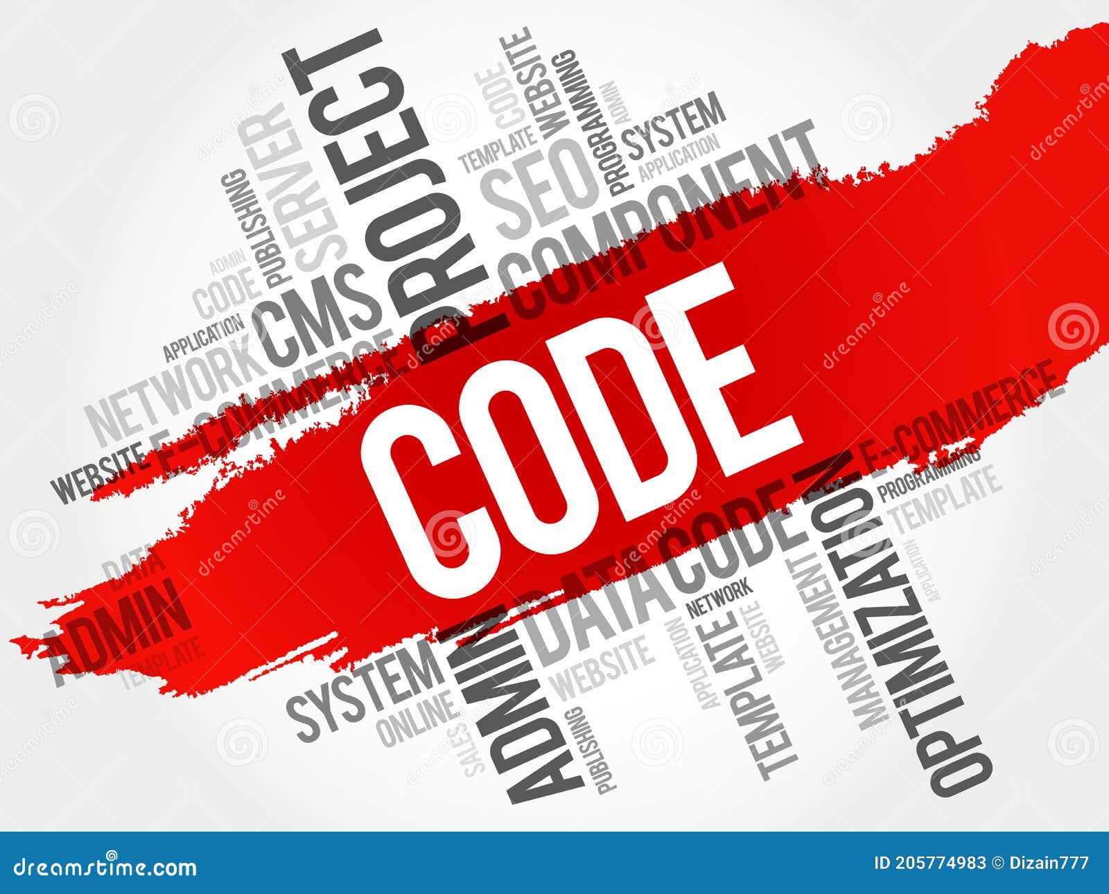 CODE word cloud stock illustration. Illustration of html - 205774983