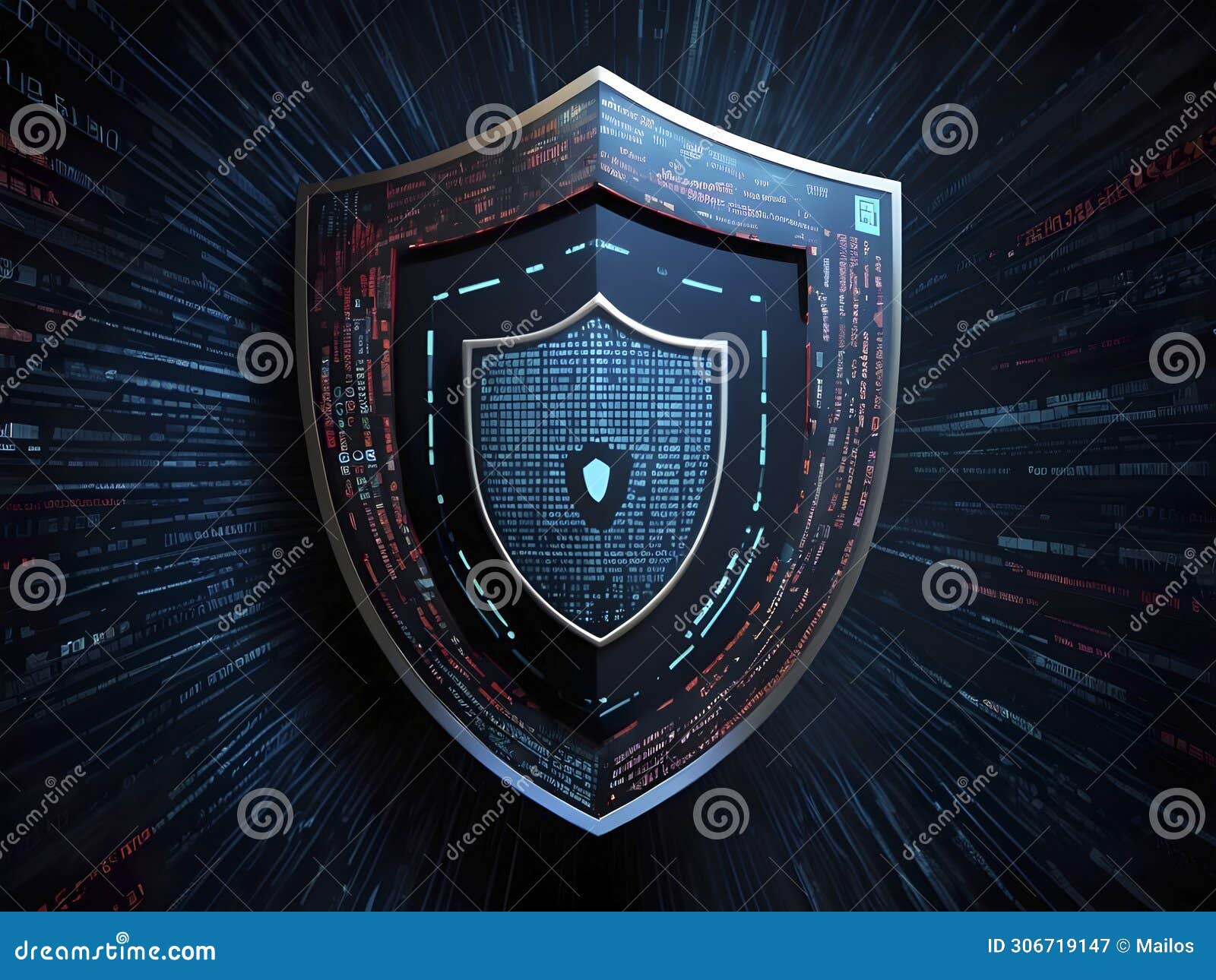 Code-Woven Safeguard. Visualizing Cybersecurity in Binary Shield Stock Image - Image of ...