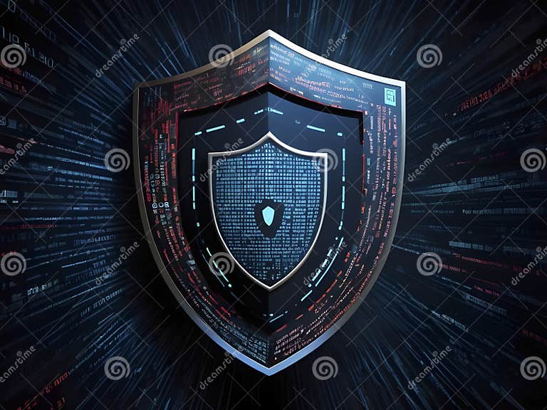Code-Woven Safeguard. Visualizing Cybersecurity in Binary Shield Stock Image - Image of ...