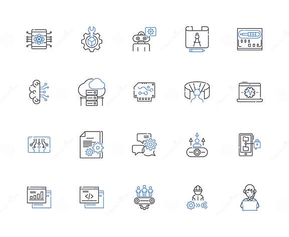 Codebase Software Line Icons Collection. Repository, Version-control ...