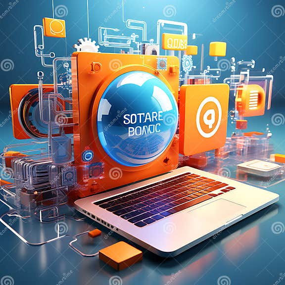 CodeCraft Mastery: Software Development and Programming - 3D Render Stock Illustration ...