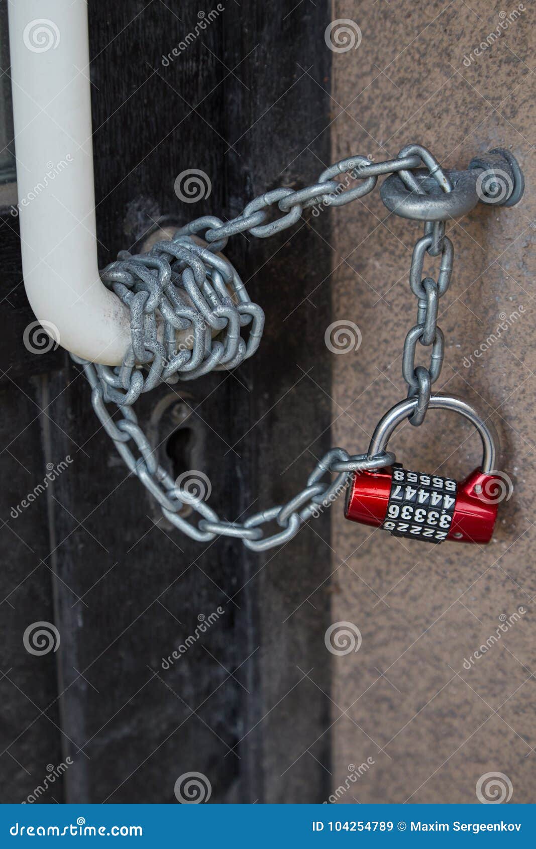 Coded lock on the chain stock image. Image of business - 104254789