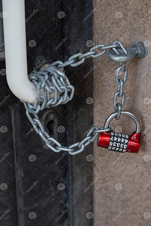 Coded lock on the chain stock image. Image of business - 104254789