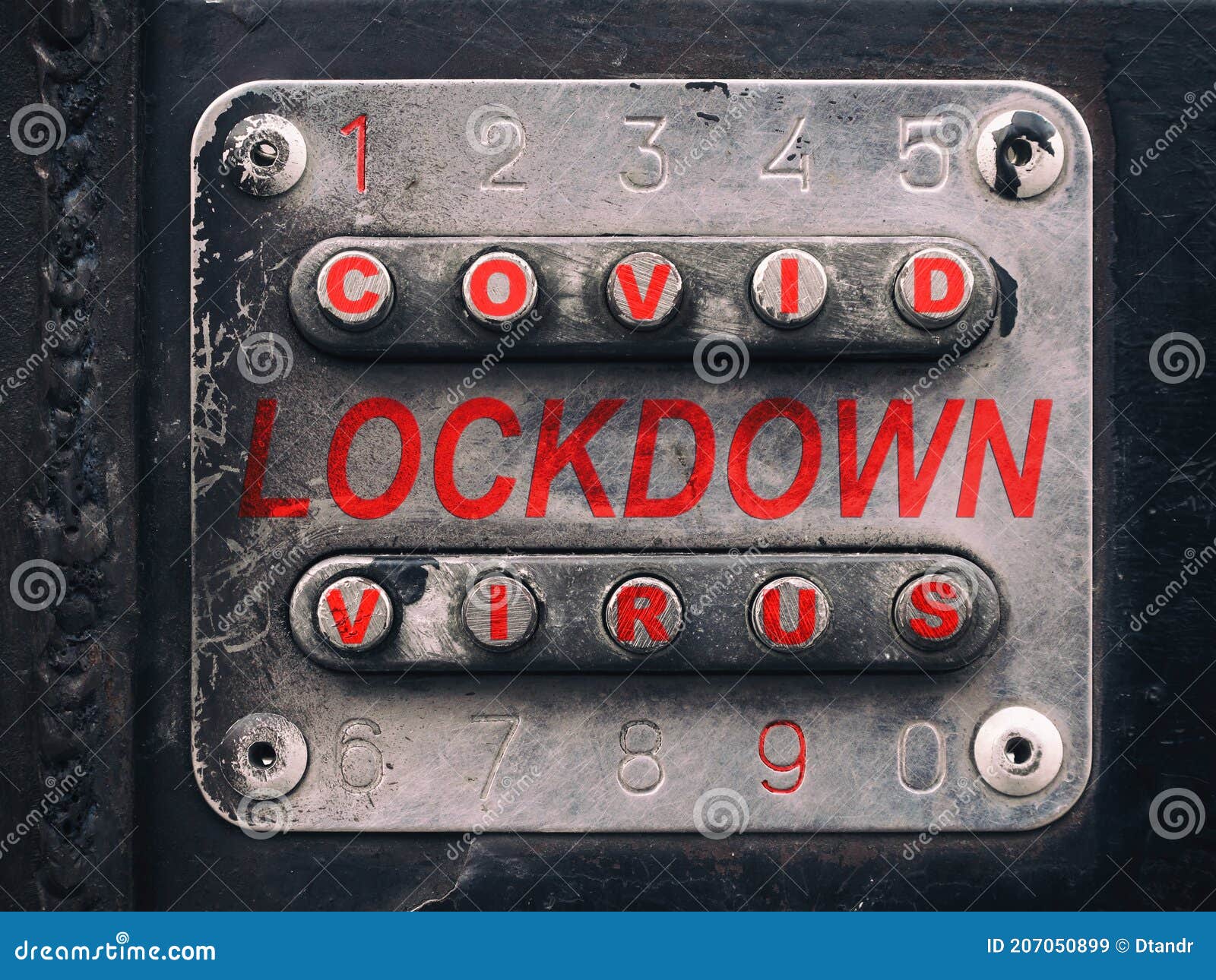 Lockdown Virus Covid 19 Concept with Coded Lock. Stock Image - Image of ...