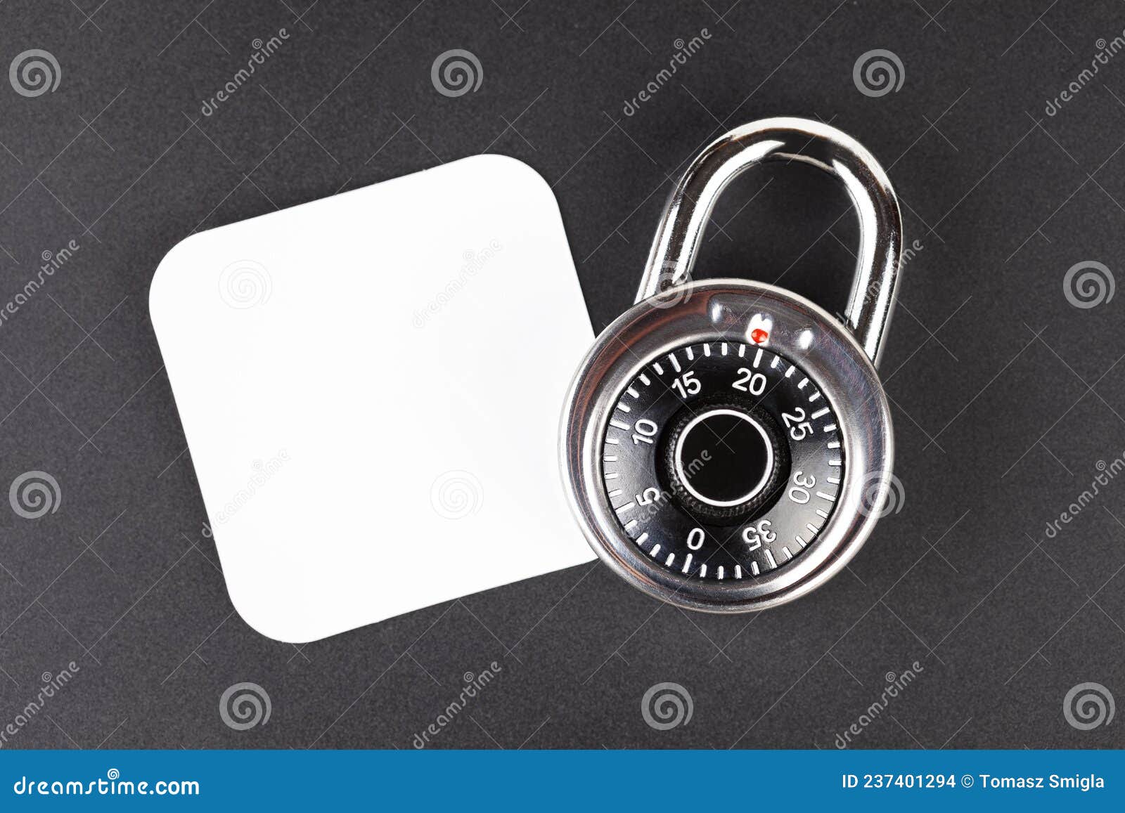 Coded Padlock and a Blank Empty Square Image Logo Placeholder, Top View ...