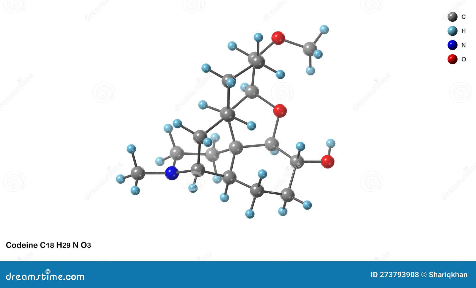 Codeine C18H29NO3 Molecular Structure Diagram Stock Illustration ...