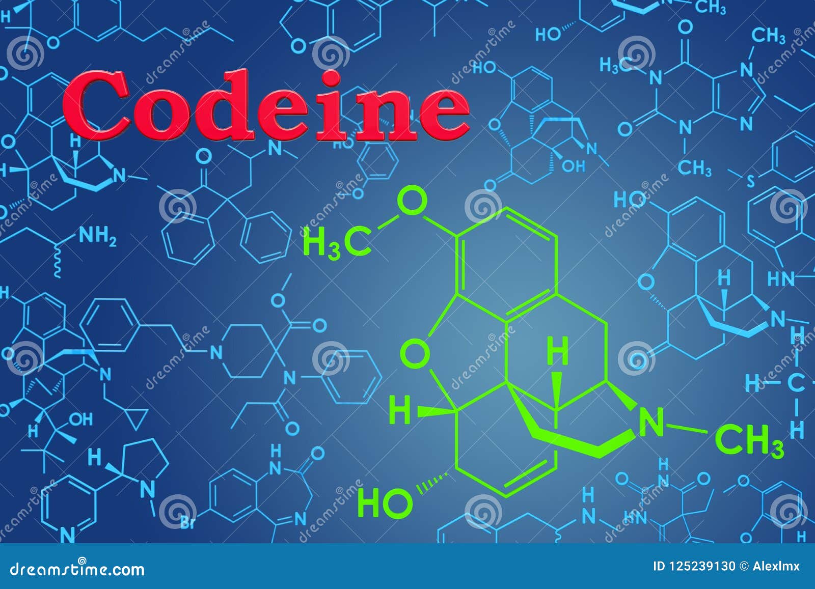 Codeine. Chemical Formula, Molecular Structure. 3D Rendering Stock ...
