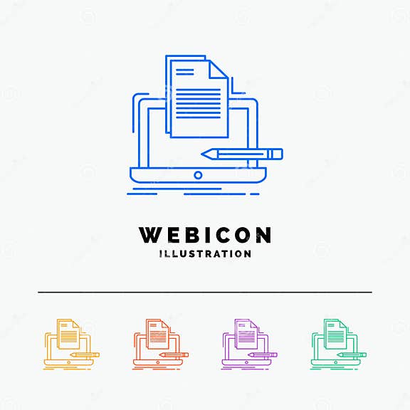 Coder Coding Computer List Paper 5 Color Line Web Icon Template