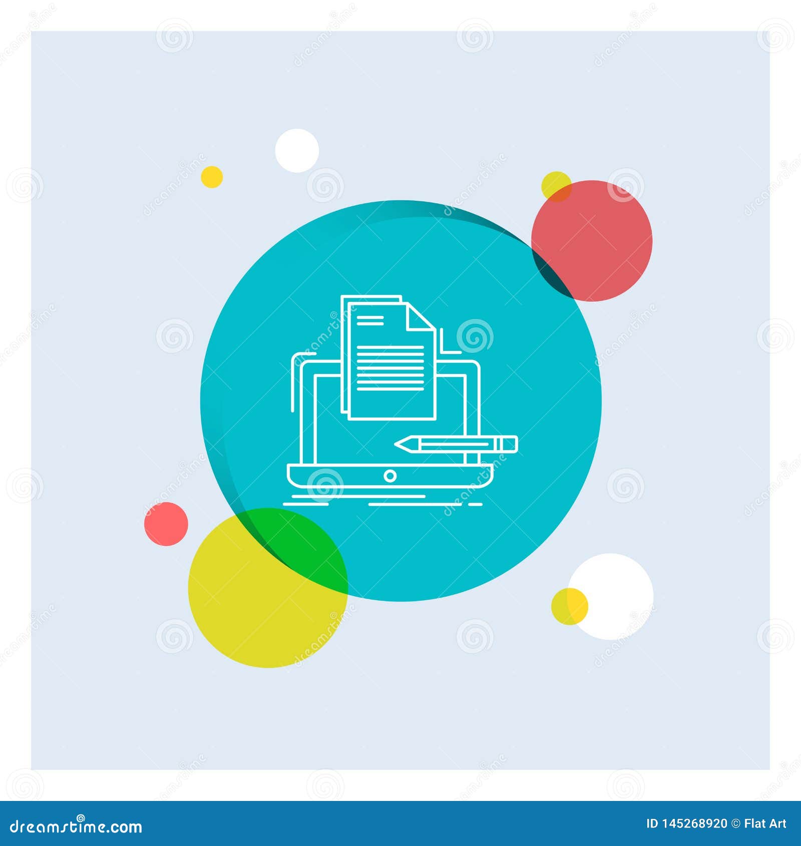Coder Coding Computer List Paper White Line Icon Colorful Circle Background Stock Vector