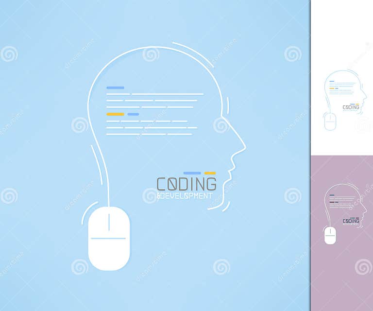 Coder And Developer Profile Programmer Silhouette Coding Development Concept Stock Vector