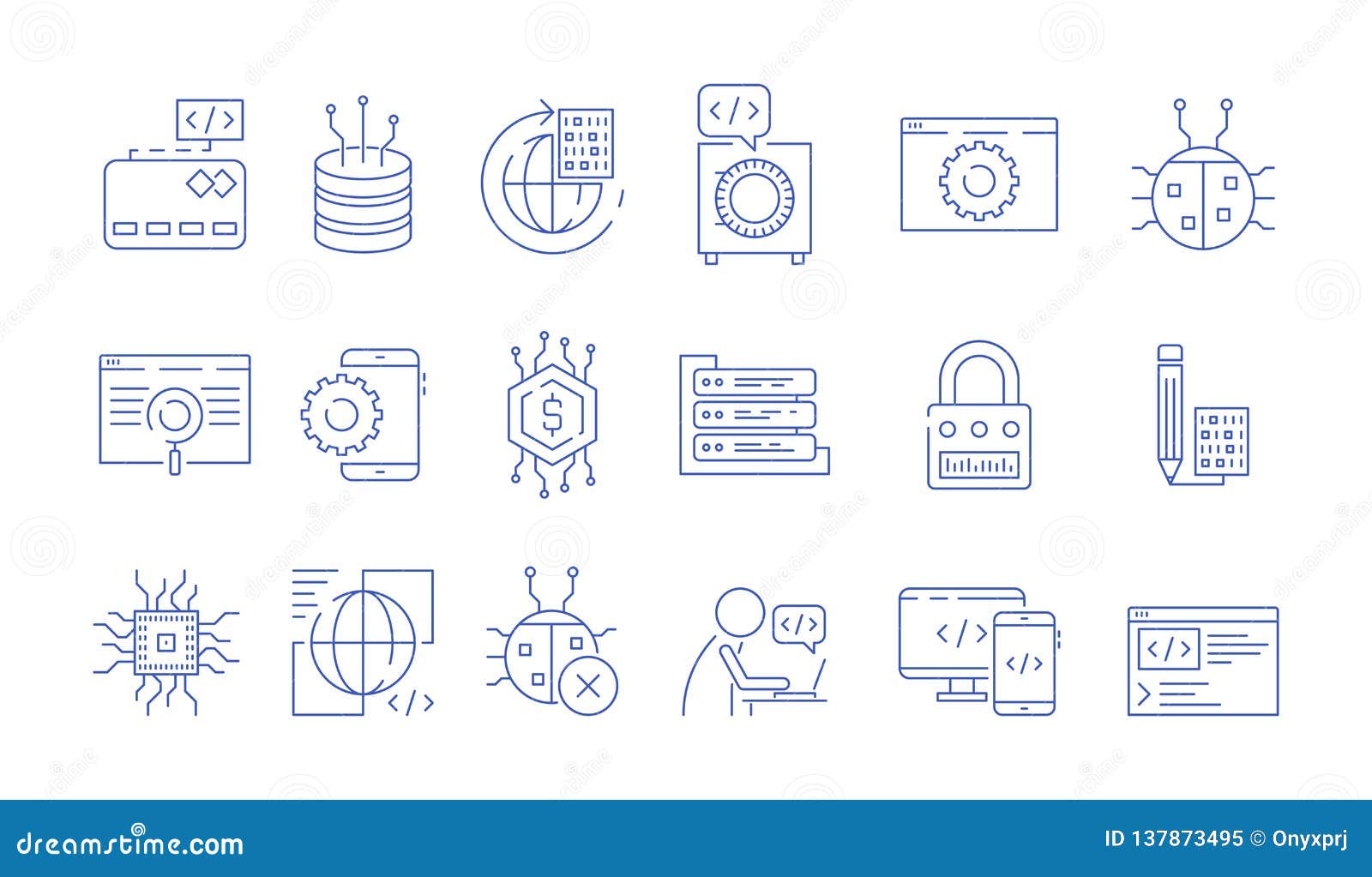 Coder Icons Programmer Computer Software Expert Input Ends Execute Cluster Bugs Fix Testing