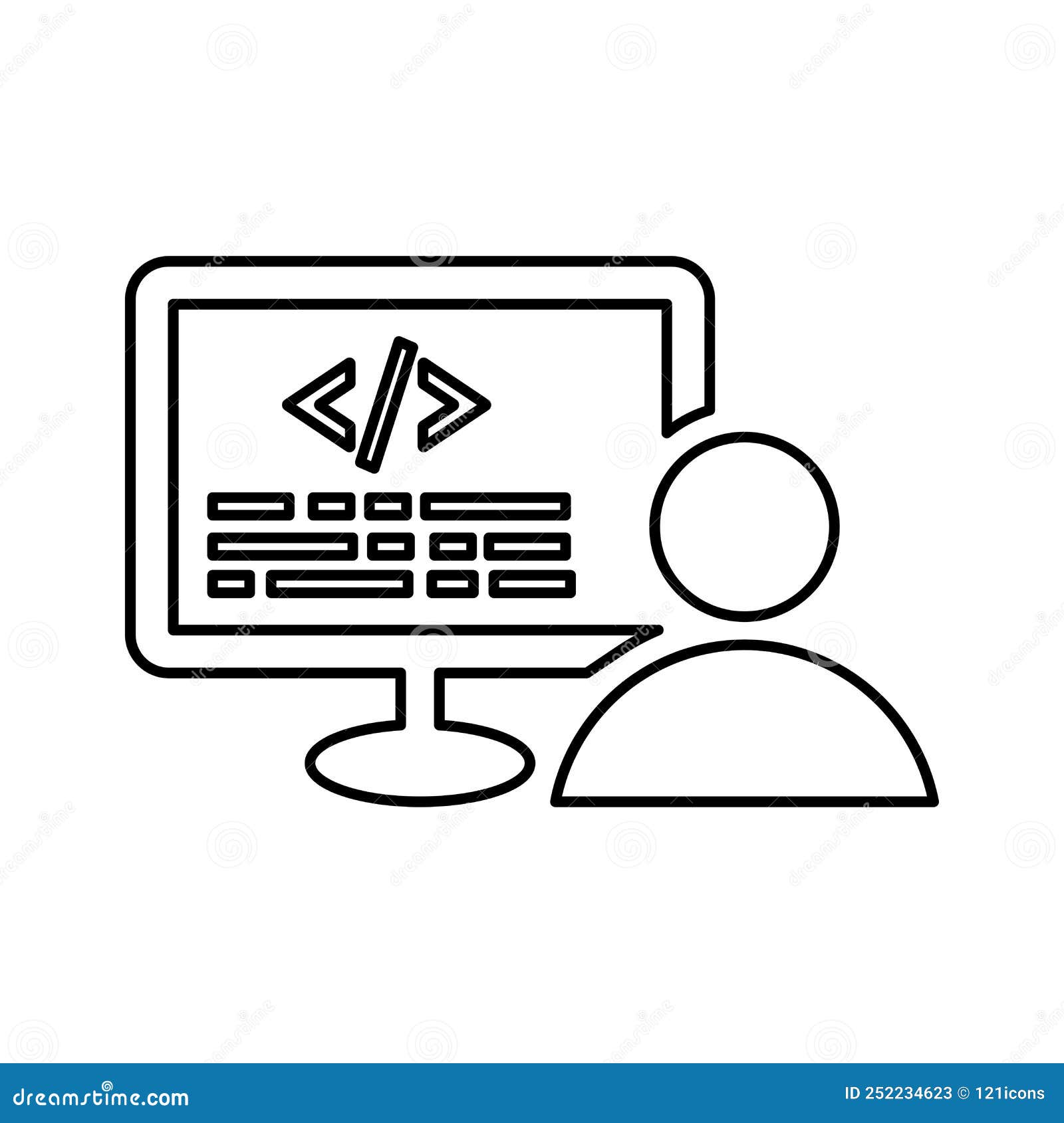 Coder, Programmer Line Icon. Outline Vector Stock Illustration ... Coder, Programmer Line Icon. Outline Vector Stock Illustration ...