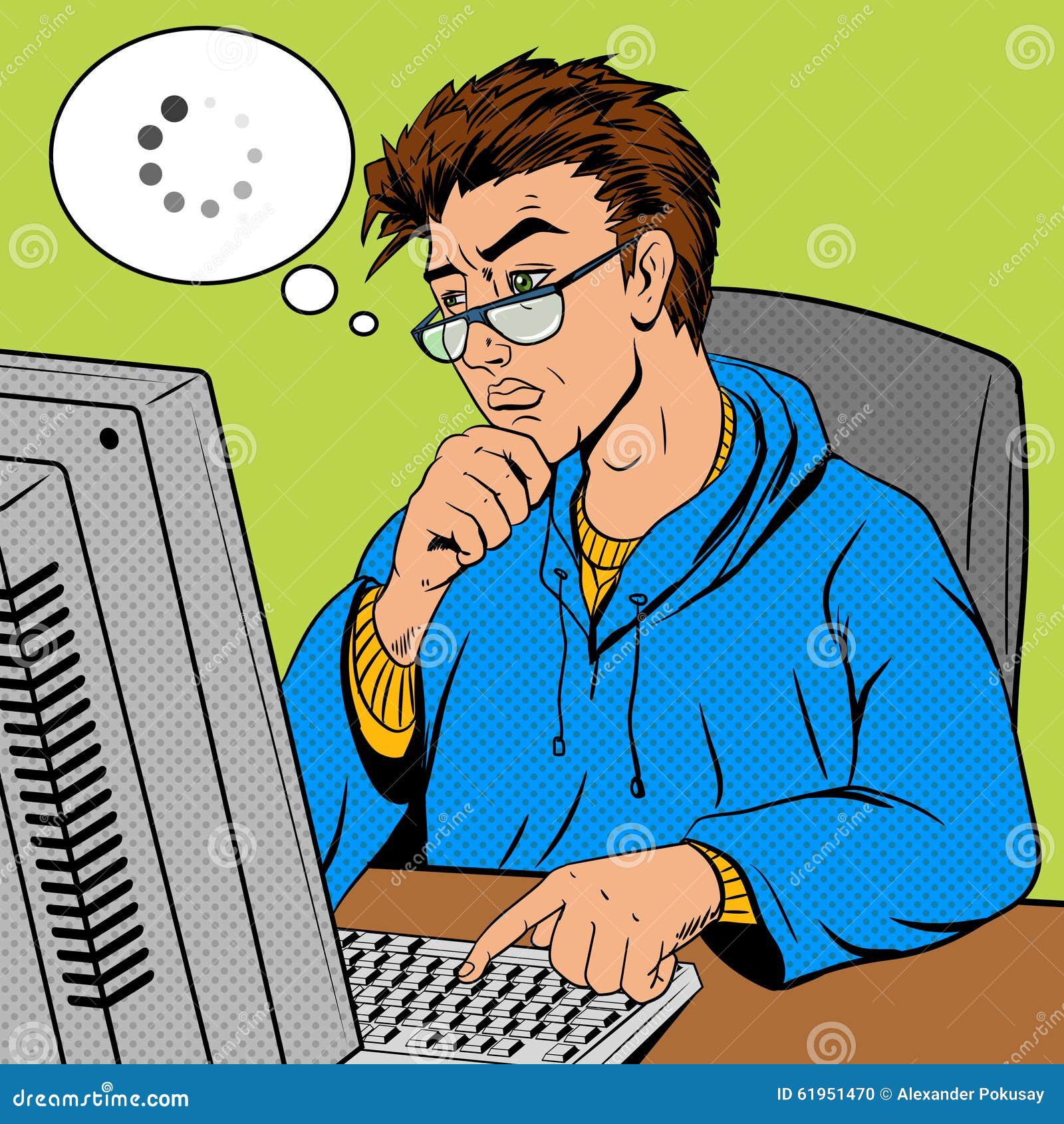 Coder Programmer at Work Comic Book Style Vector Stock Vector ...
