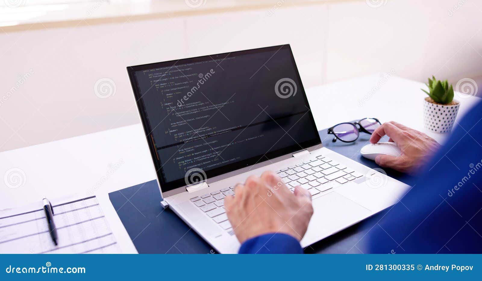 Coder Using Computer At Desk Stock Image Image Of Coder Internet 281300335