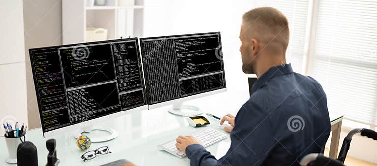Coder in Wheelchair Using Computer Stock Image - Image of wheelchair, coding: 238874915