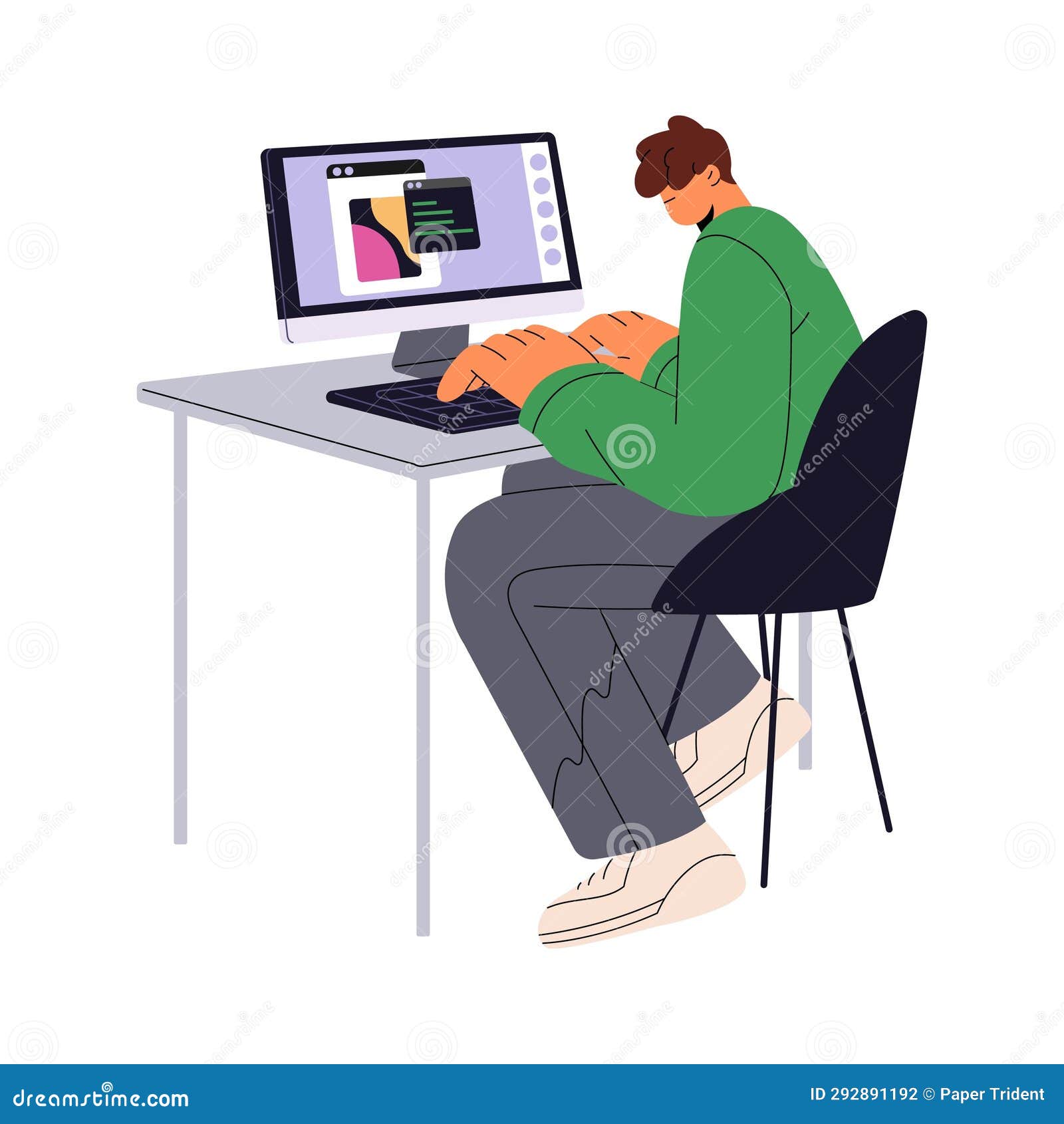 Coder Writing Code On Computer Digital Designer Typing Developer