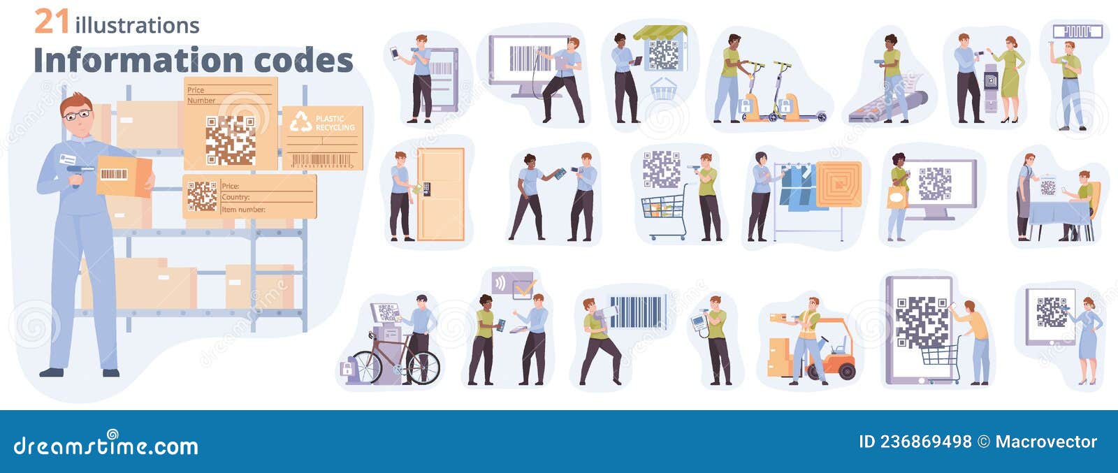 Codes Flat Set stock vector. Illustration of decorative - 236869498