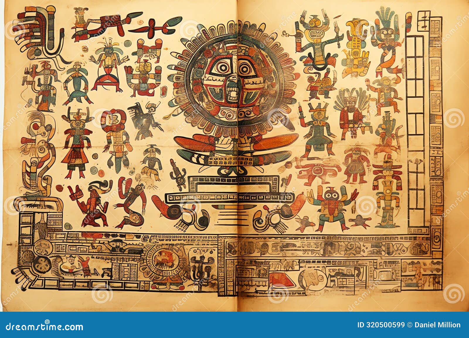 Codex Page With Aztec Pictorial Writing And Illustrations Illustration ...