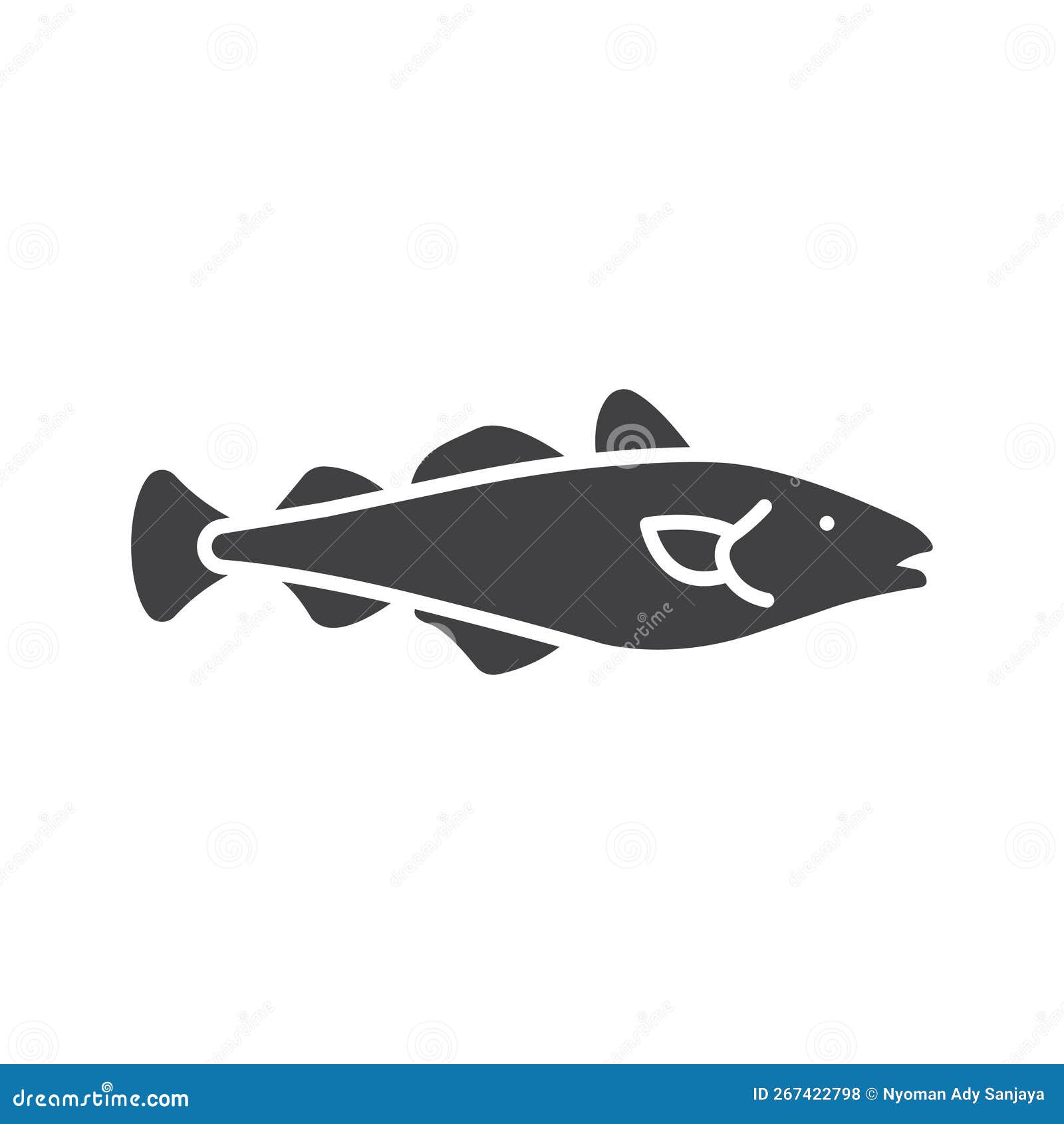 Codfish Fish Glyph Icon. Linear Style Sign for Mobile Concept and Web ...