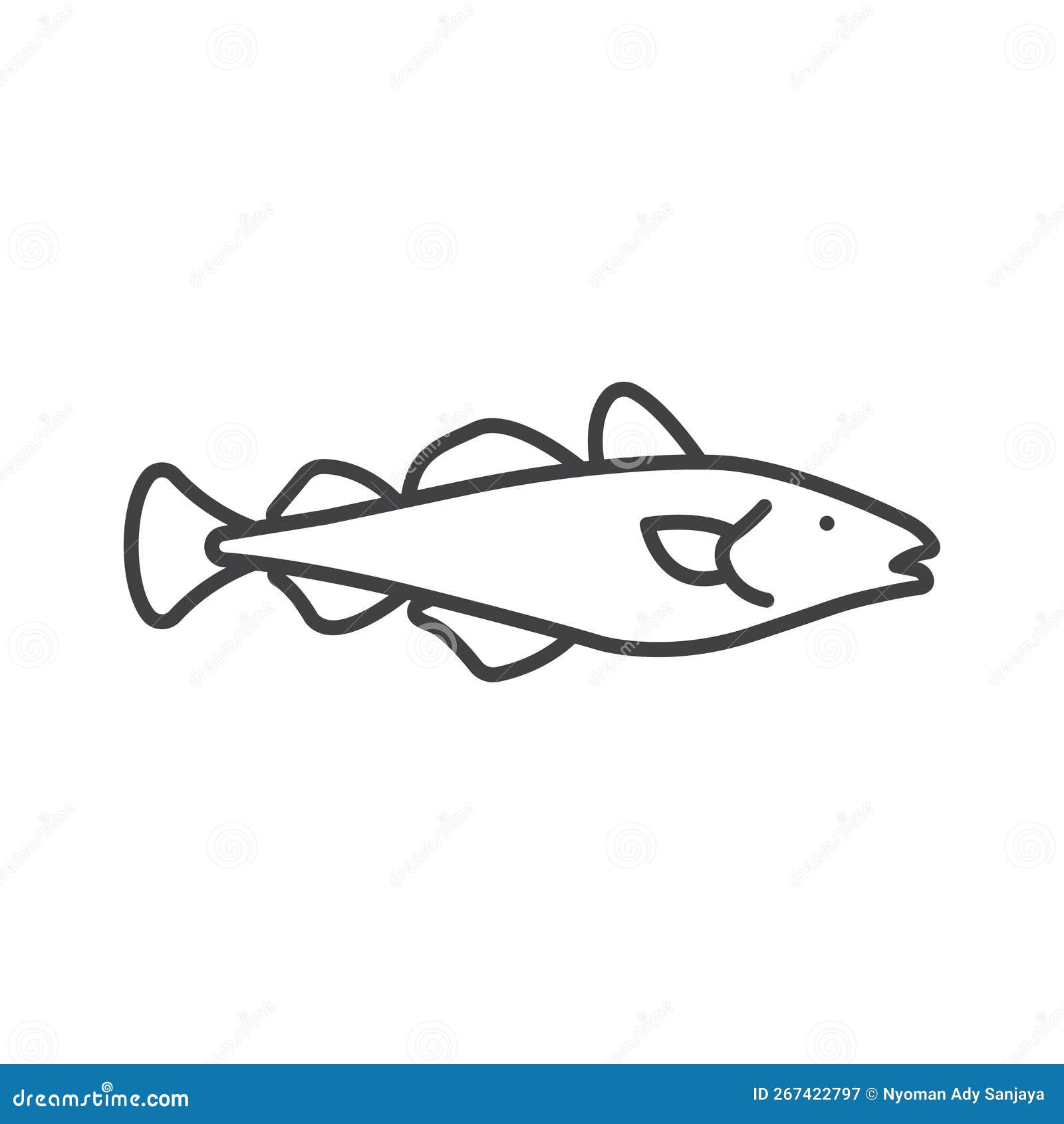 Codfish Fish Line Icon. Linear Style Sign for Mobile Concept and Web ...
